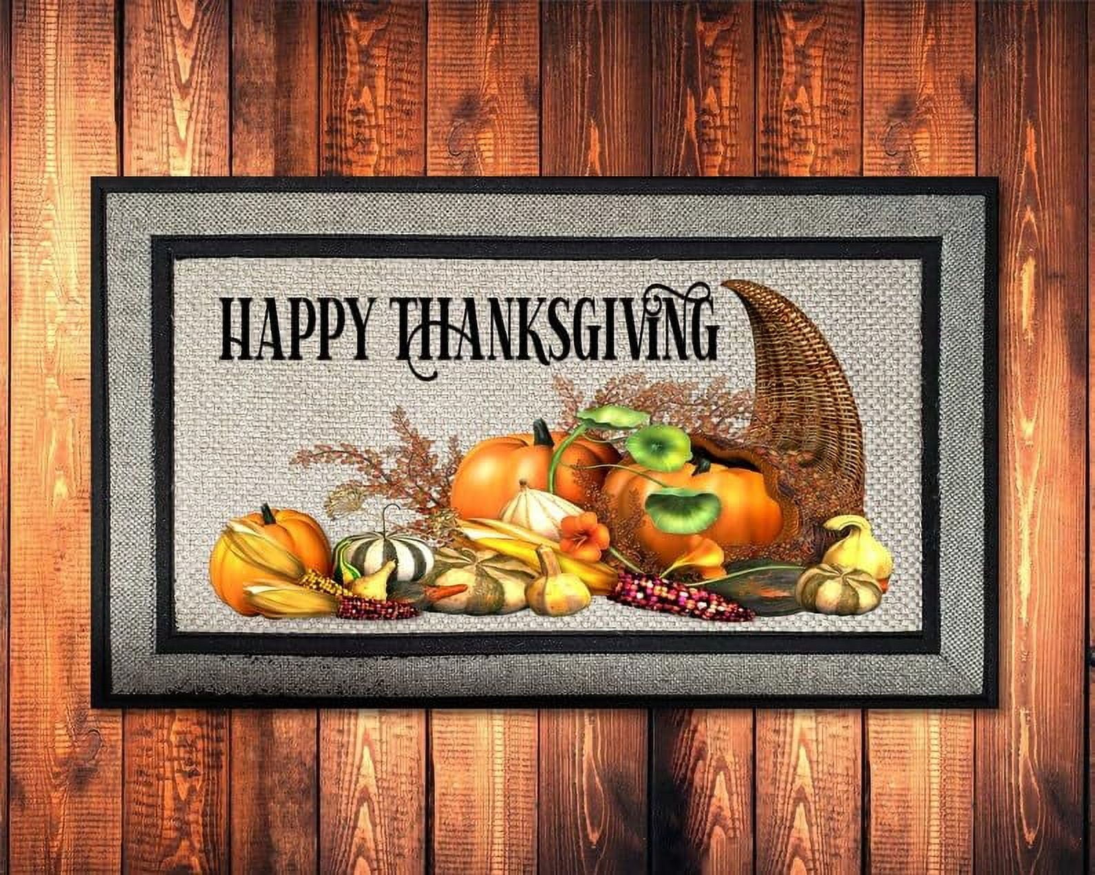 Doormat Holiday Greetings Happy Thanksgiving Stain and Fade Resistant ...
