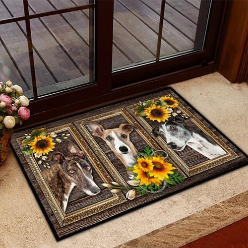 Doormat for Home Entrance 3D Sunflower Greyhound Non-Slip Mats Funny ...