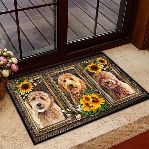 Doormat for Home Entrance Sunflower Goldendoodle Non-Slip Mats Funny ...