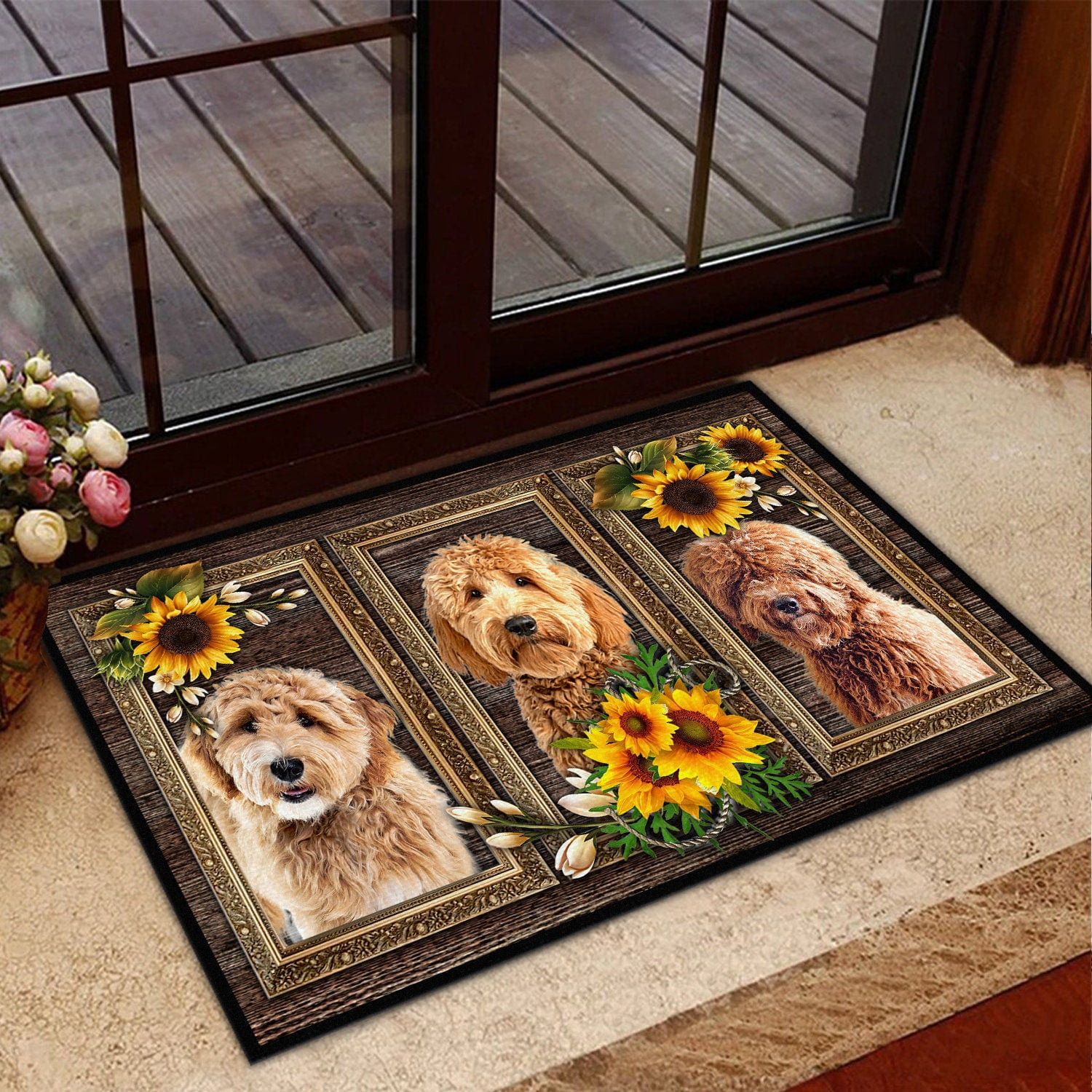 Doormat for Home Entrance Sunflower Goldendoodle Non-Slip Mats Funny ...