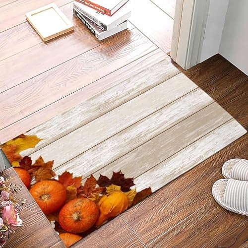 Doormat Indoor Entrance Home Decor Door Mat Burnt Orange Pumpkins Floor ...