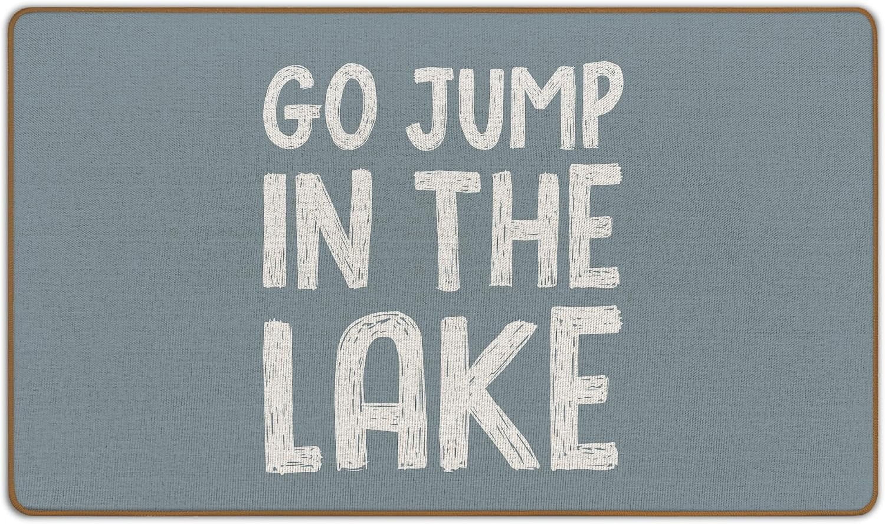 Doormat - Lake Decor Door Mat - "Go Jump in The Lake", indoor/outdoor ...