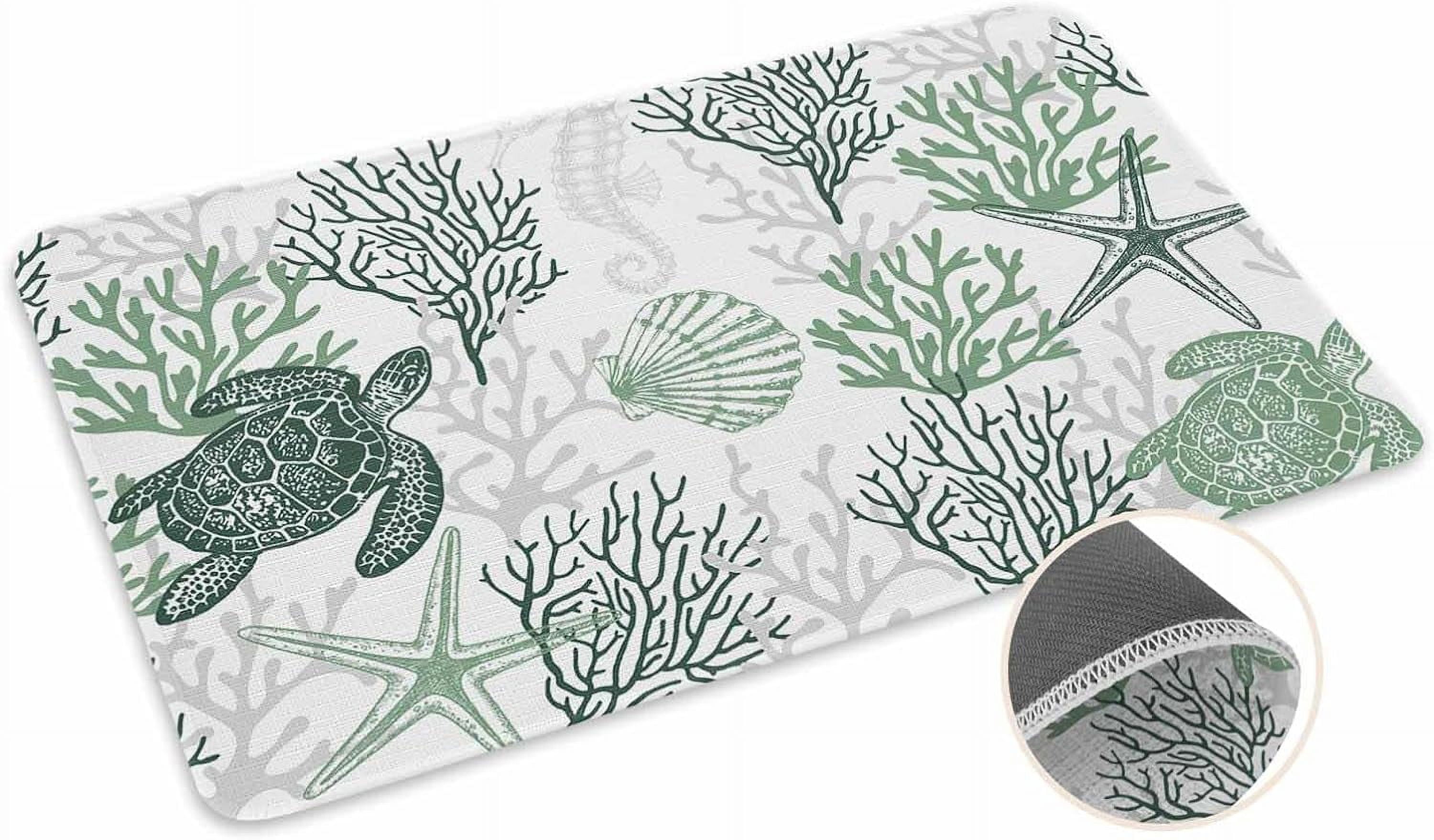 Doormat Ocean Marine Life Green Turtle Welcome Mat Entrance Floor Mat ...