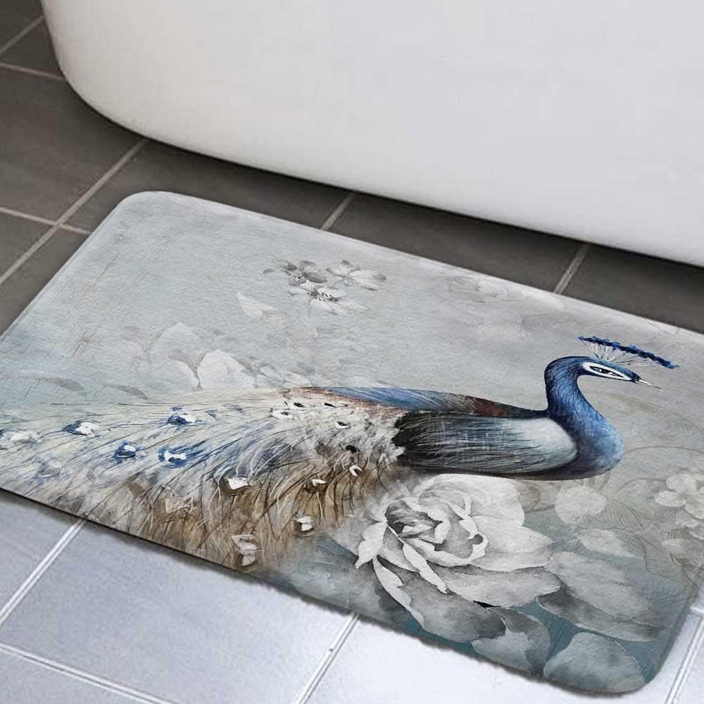 Doormat Outdoor Entrance Funny Floor Rugs Peacock Vintage Bird Peacock ...