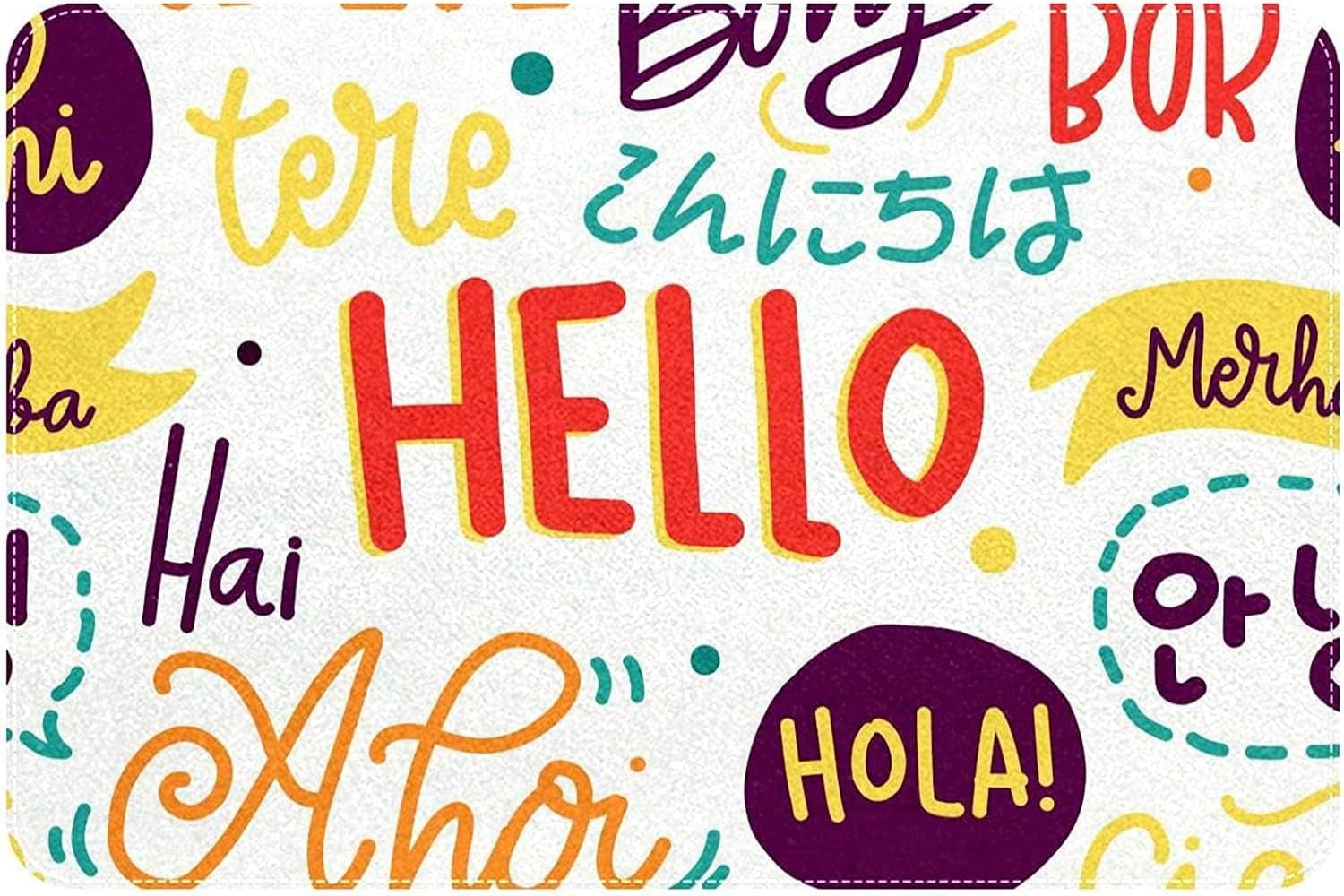 Doormat Outdoor Entrance Funny Hello Words in Different Languages ...