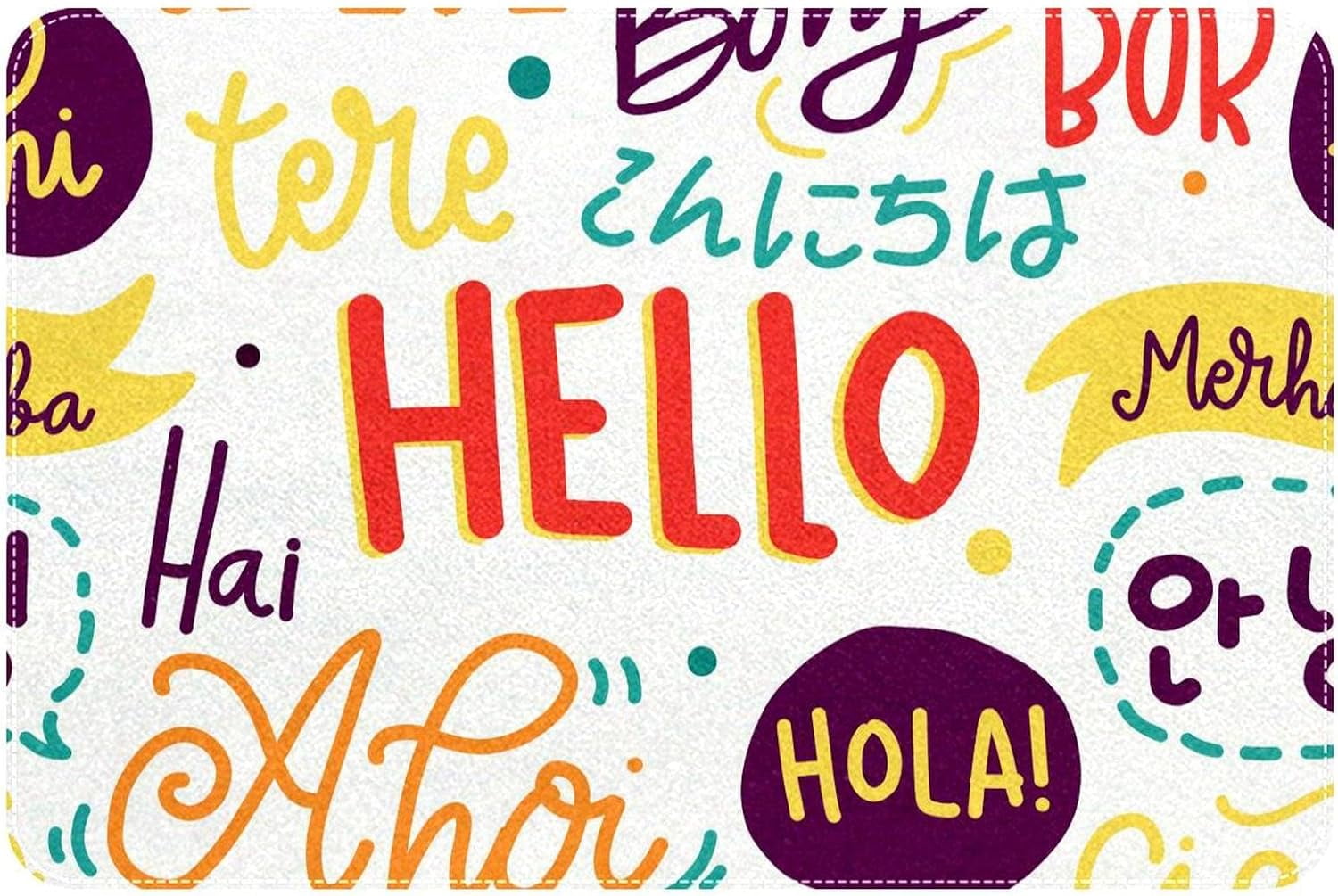 Doormat Outdoor Entrance Funny Hello Words In Different Languages ...
