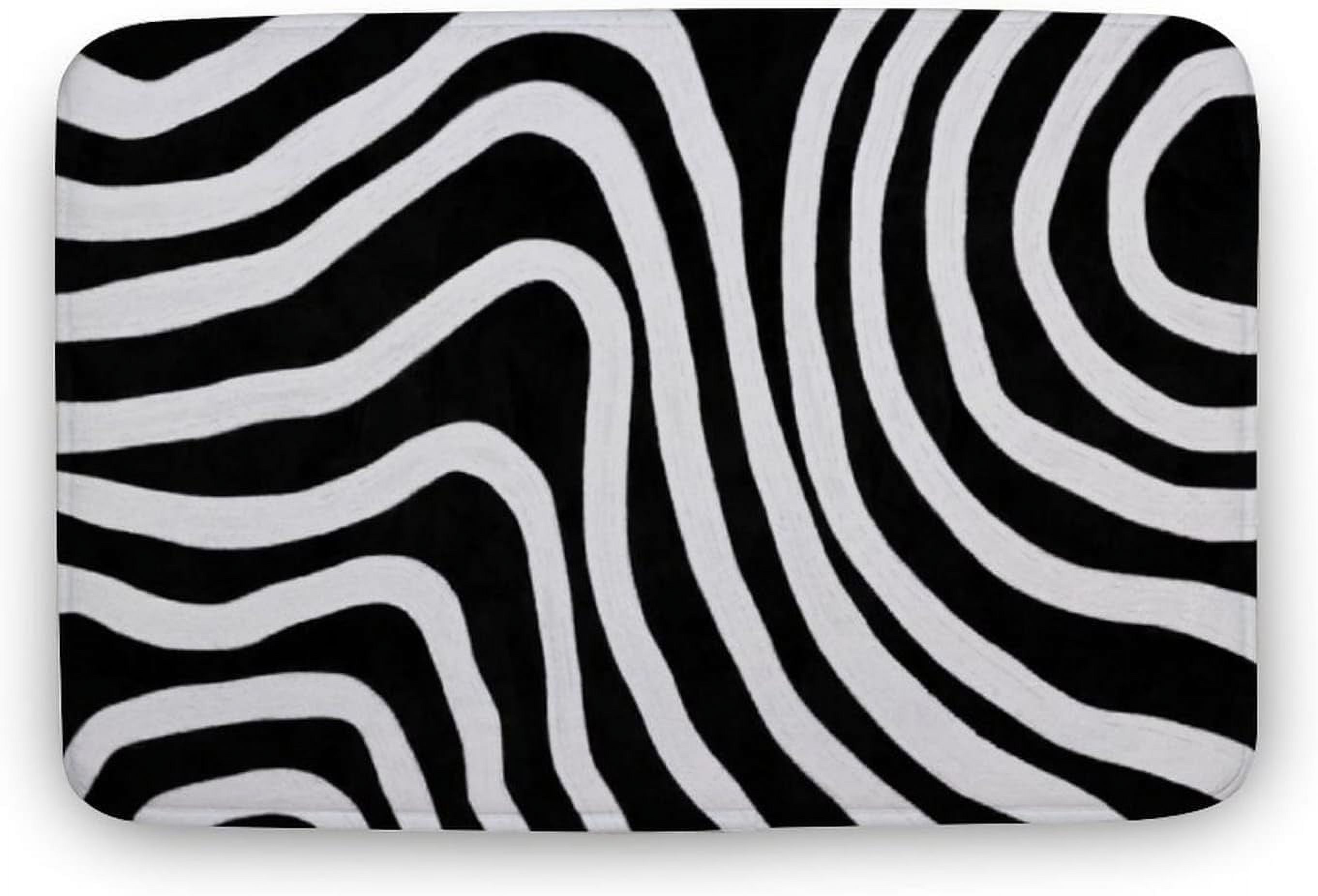 Doormat Outdoor Entrance Welcome Abstract Black and White Wavy Curved ...