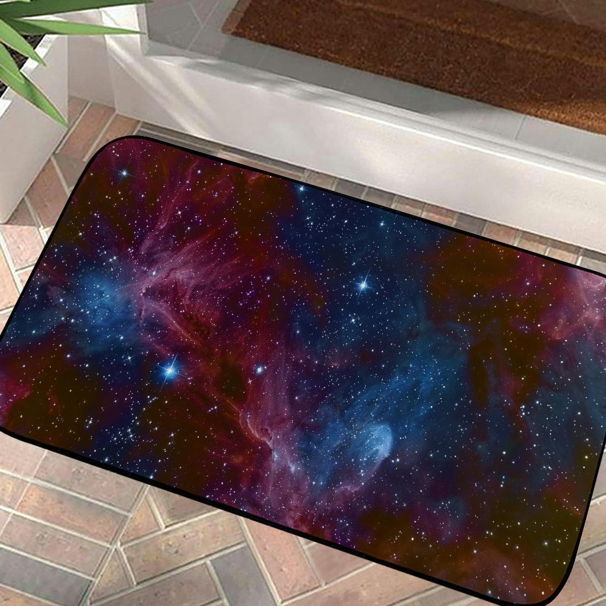 Doormat Outdoor Entrance Welcome Dark Red Abstract Star Universe Starry ...