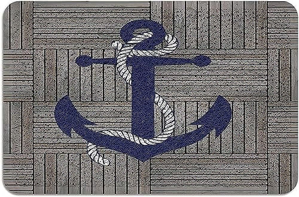 Doormat Outdoor Entrance Welcome Retro Nautical Anchor Navy Doormat ...