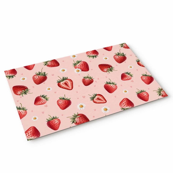 Doormat Pink Strawberry Doormats Entrance Door Rug Summer Fruit Daisy ...