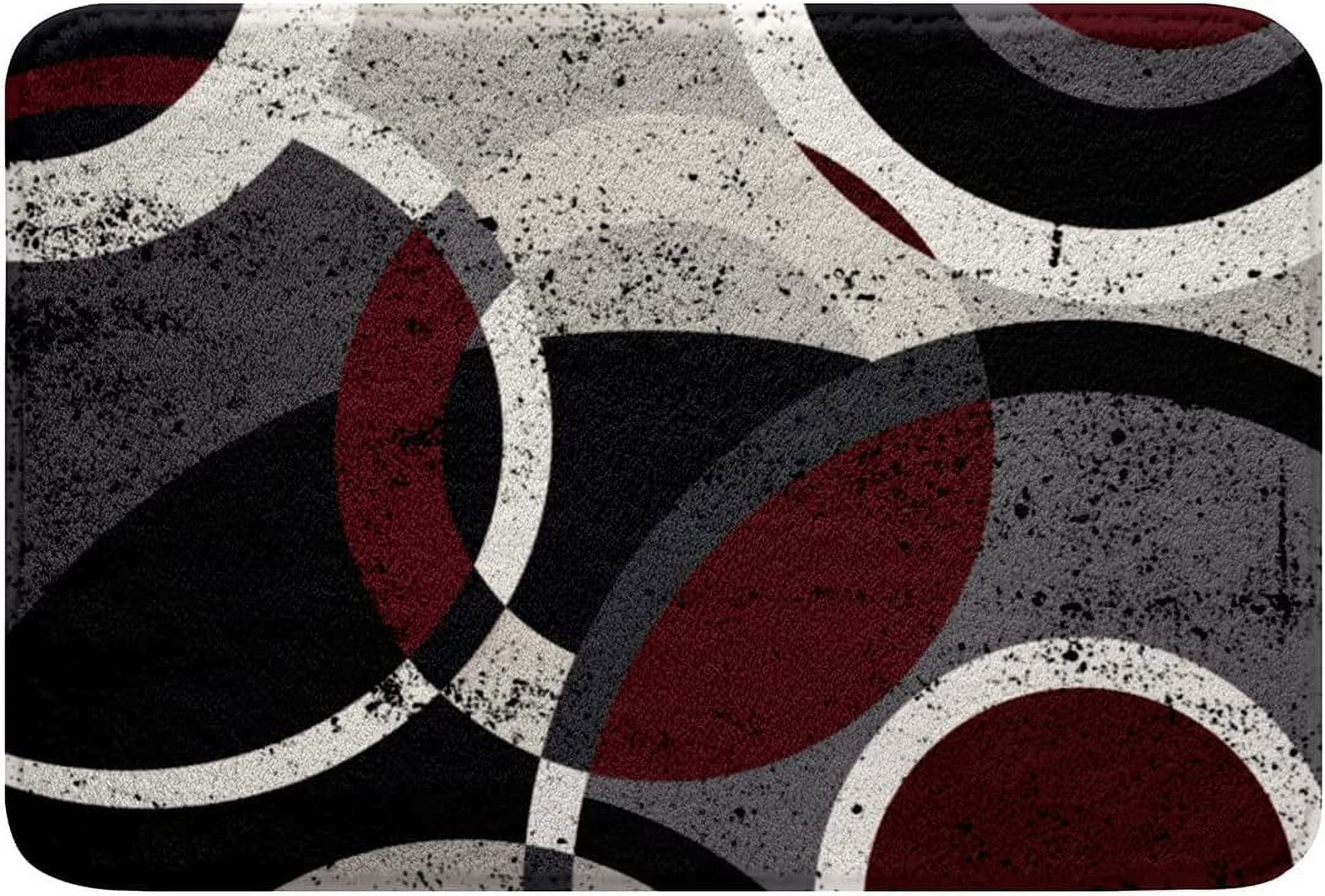 Doormat Red Circle Geometry Bathroom Rug Mat,16"x24" Gray Black Swirls ...
