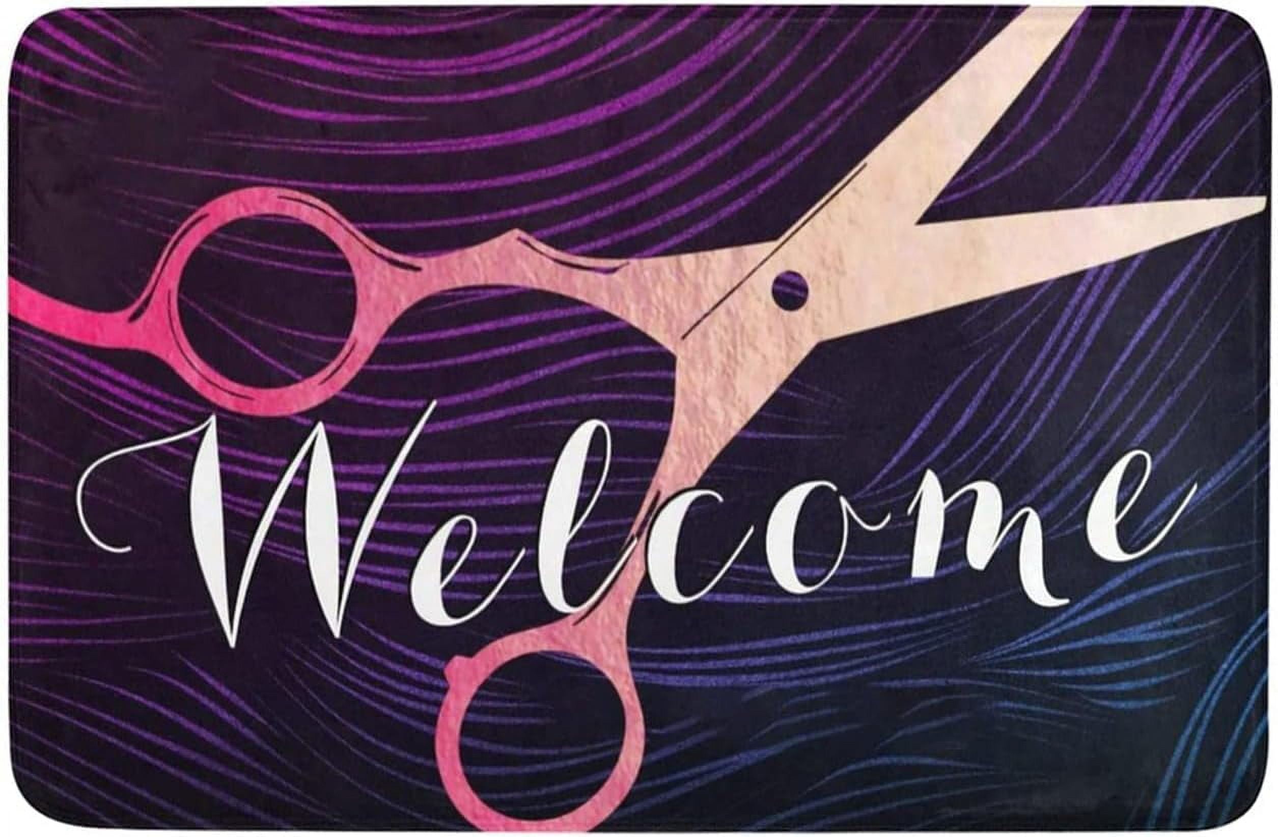 Doormat Rug Hair Salon Hairstylist Rose Gold Scissors Print Doormat ...