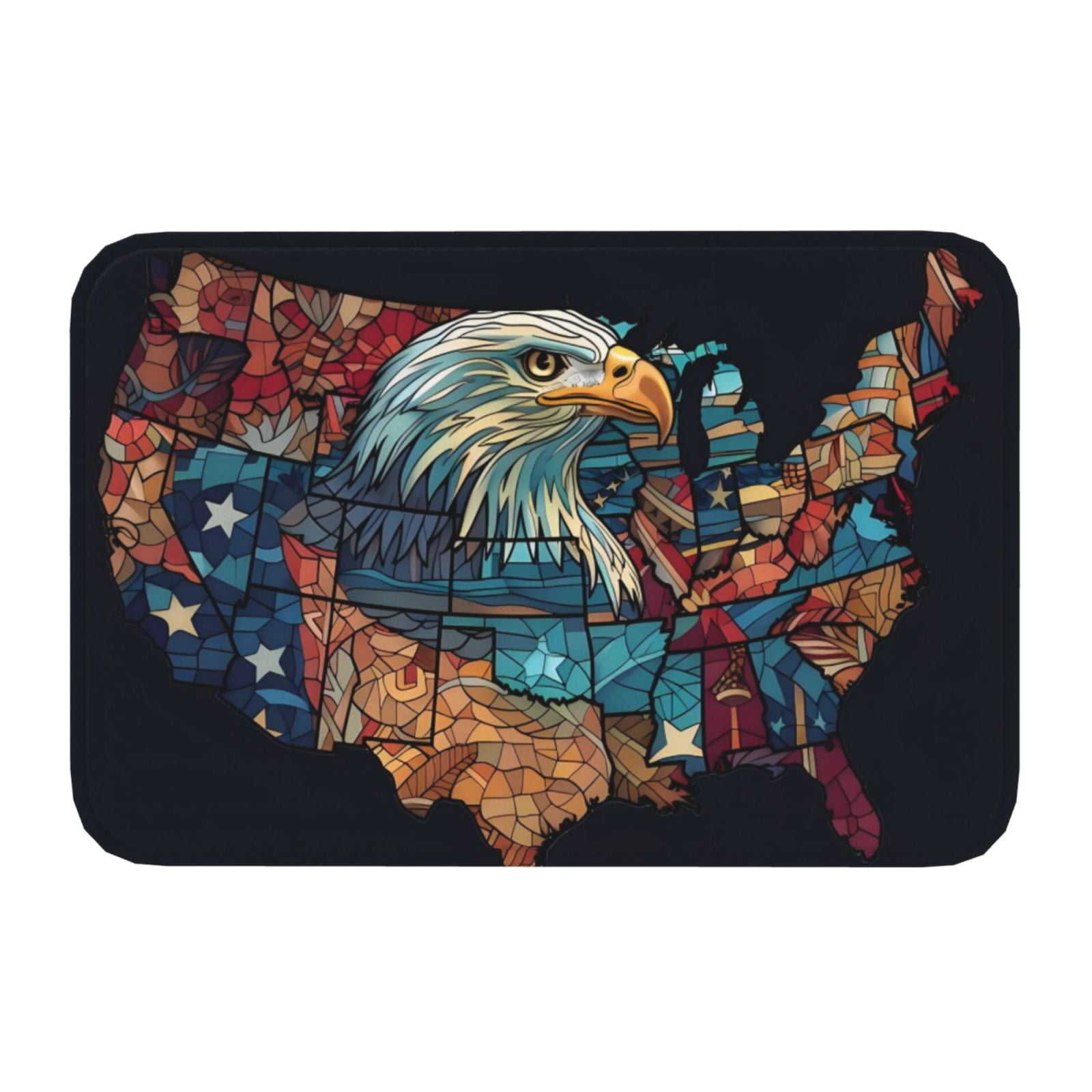 Doormat Stained Glass Eagle Usa Pattern, Durable Flannel Fabric ...