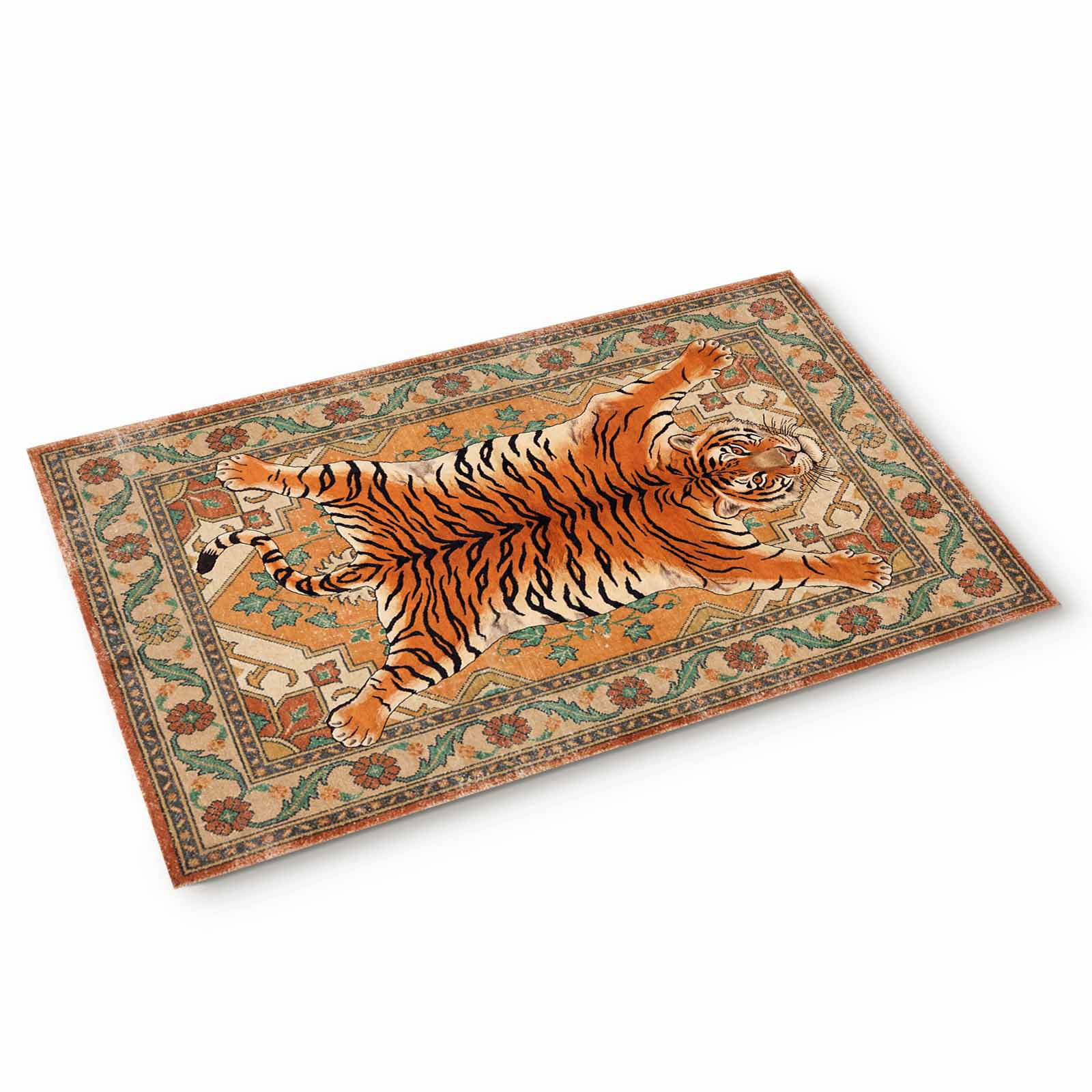 Doormat Striking Tiger Doormats Entrance Door Rug Brown Bohemian Flower ...