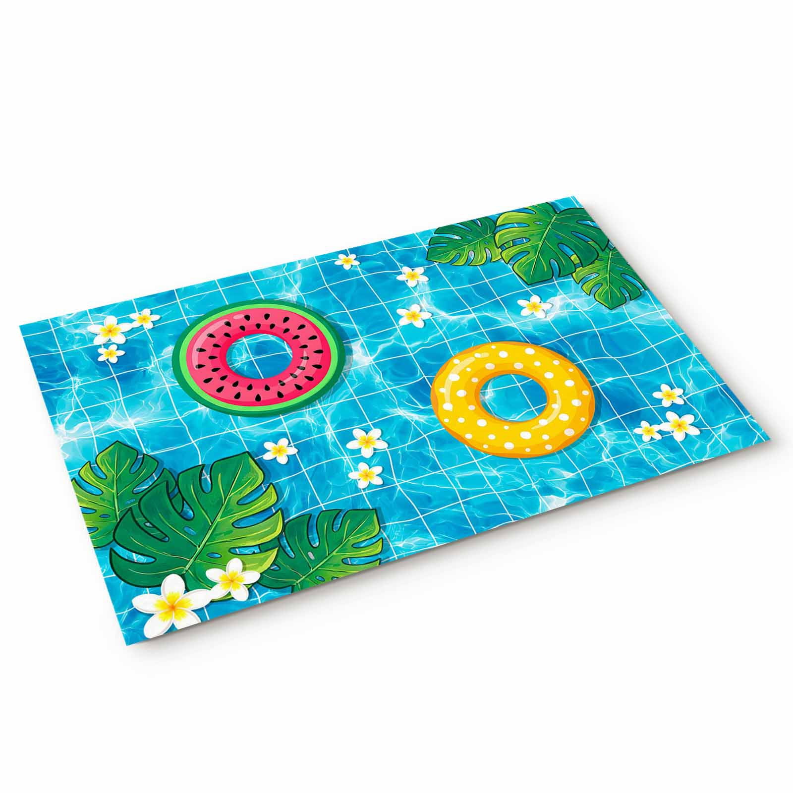 Doormat Summer Beach Swimming Ring Doormats Entrance Door Rug Palm ...