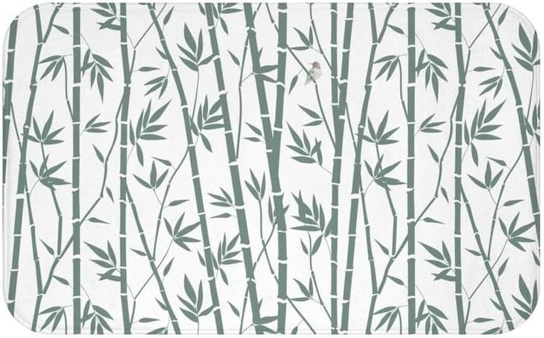 Doormat Welcome Bamboo and Bird Funny Entryway Rugs Indoor Non Slip ...