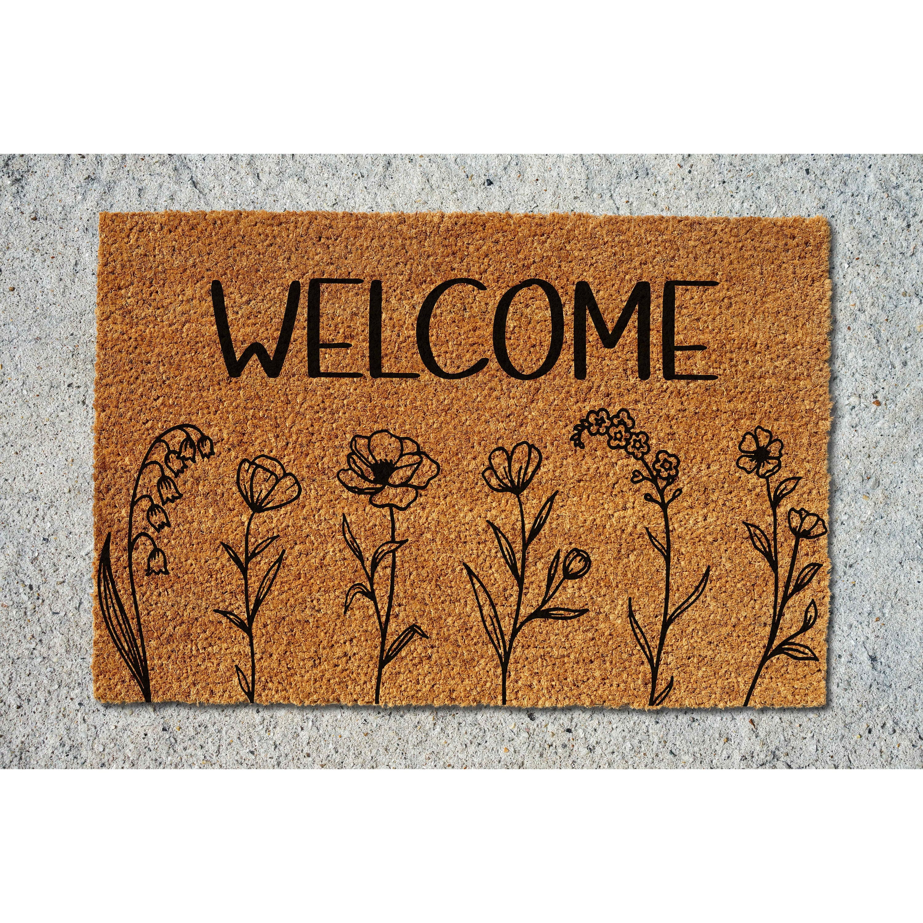 Doormat Welcome Flowers Floral Welcome Mat Funny Funny Mat First Hou ...