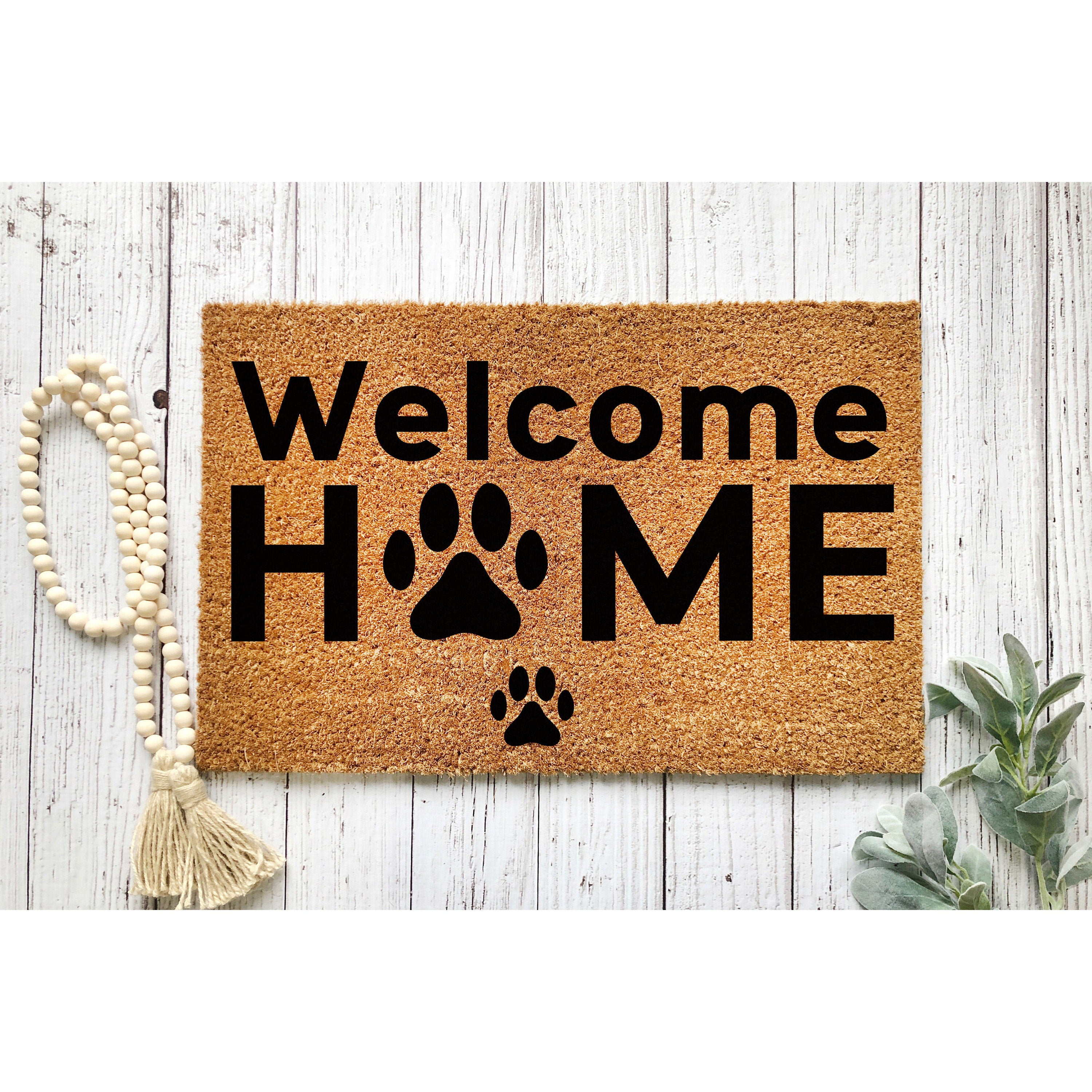 Doormat Welcome Home Paw Print Welcome Mat Funny Farmhouse Funny Gif ...