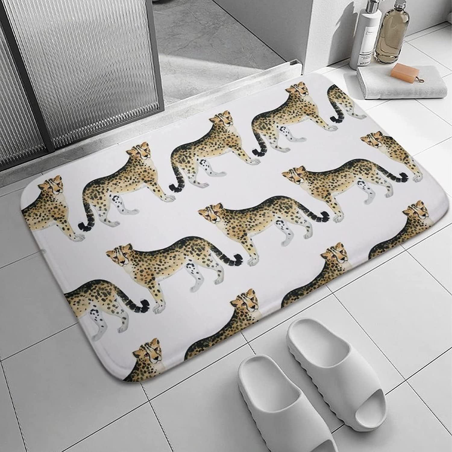Doormat Welcome Mat Watercolor Leopard Seamless Pattern Bath Rugs ...