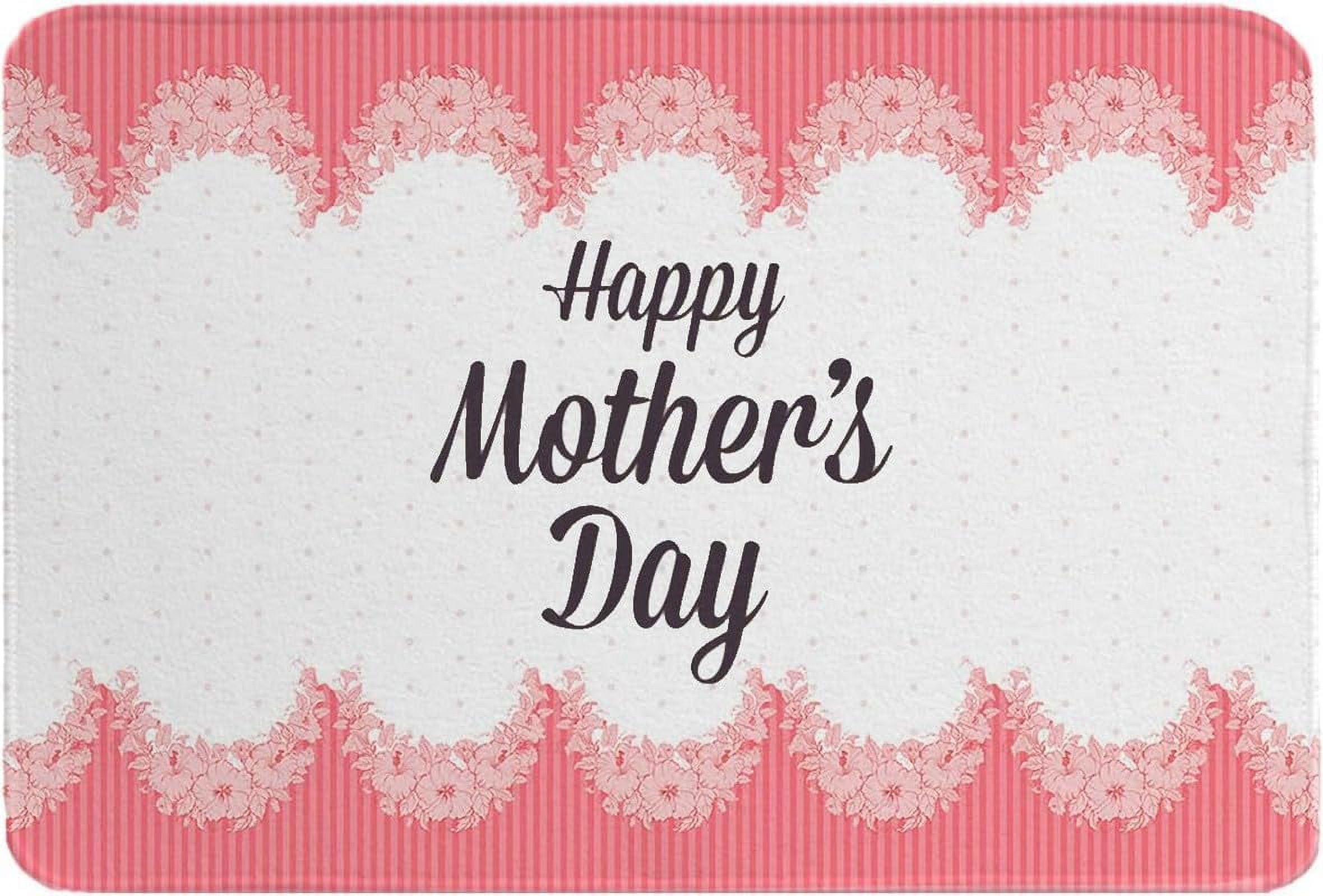 Doormat Welcome Mother's Day Flowers Pink Stripes White Polka Dot Funny ...