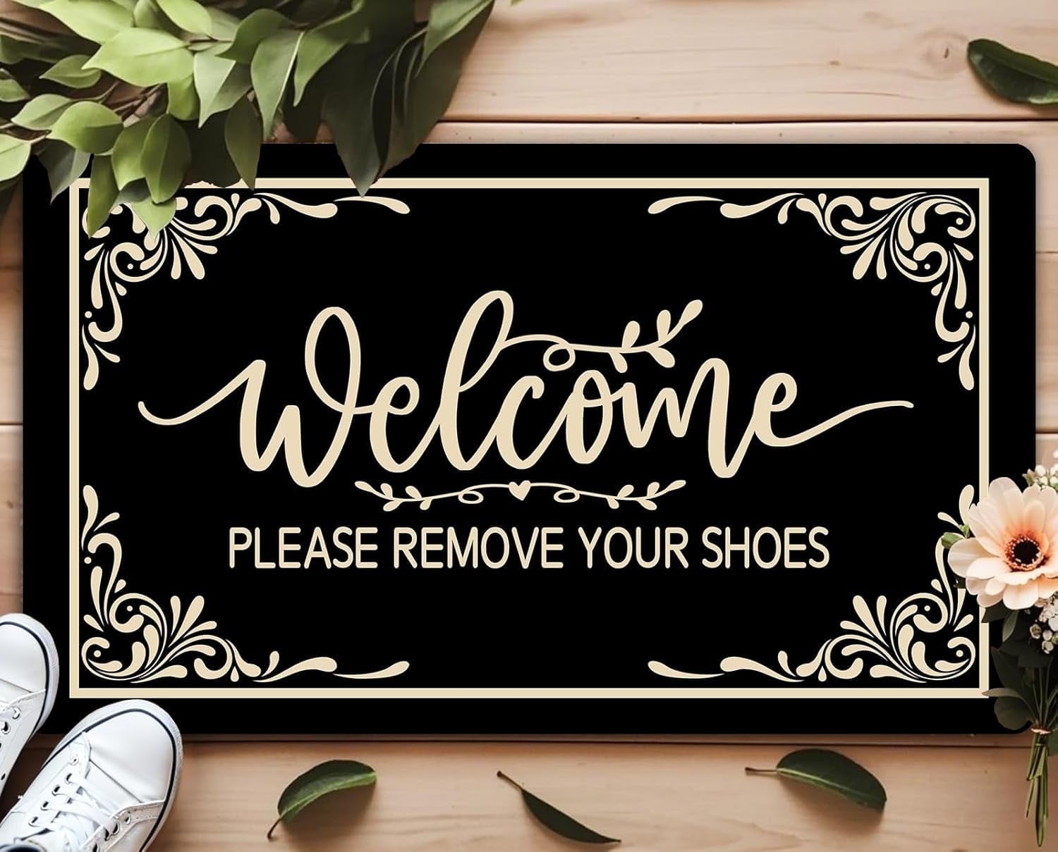 Doormat - "Welcome Please Remove Your Shoes" Mat - Personalized, anti ...