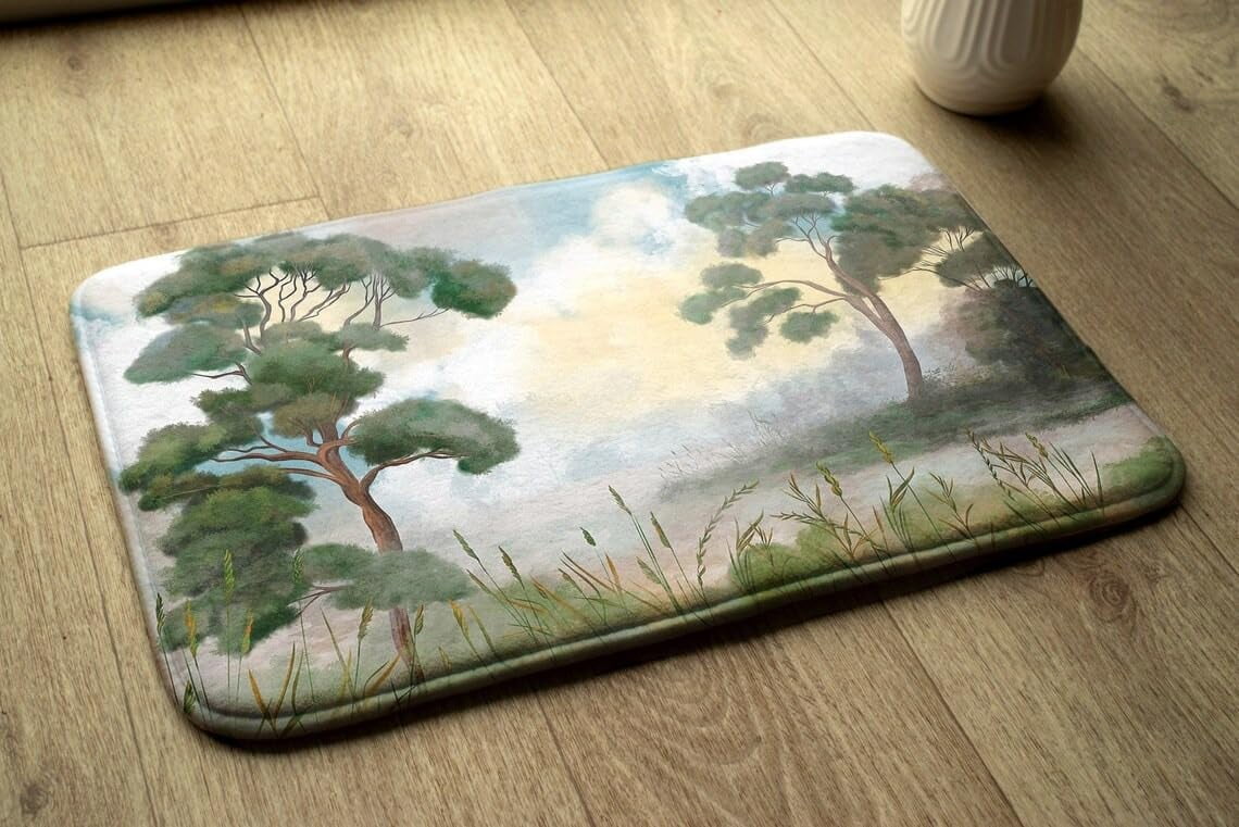 Doormat Welcome River Forest Landscape Funny Entryway Rugs Indoor Non ...