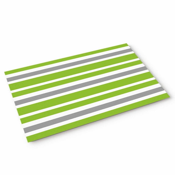 Doormat White, Green and Gray Stripes Doormats Entrance Door Rug ...