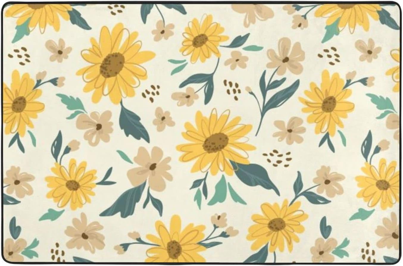 Doormats Custom Area Rug Yellow Daisy Non Slip Comfort Mat Floor Carpet ...