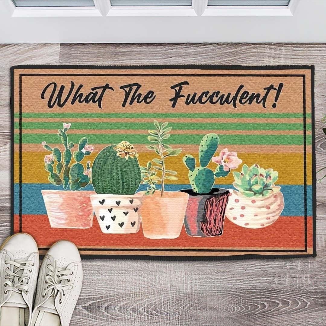 Doormats Custom What The Fucculent Funny Succulent Doormat Rug Funny ...