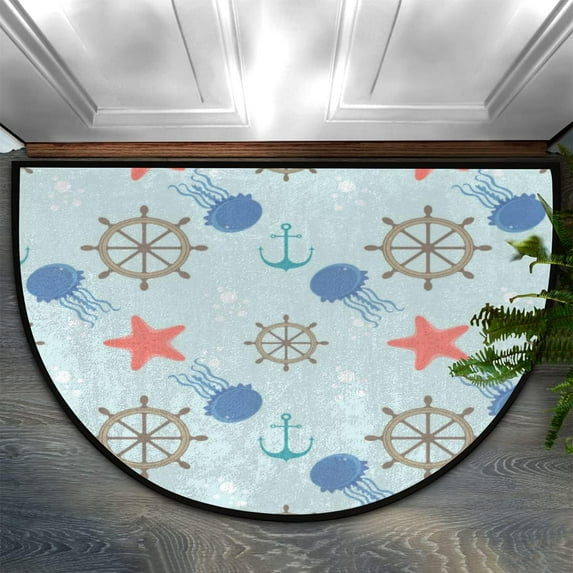 Doormats Entrance Ocean Sea Anchor Rudder Half Round Door Mat Half ...
