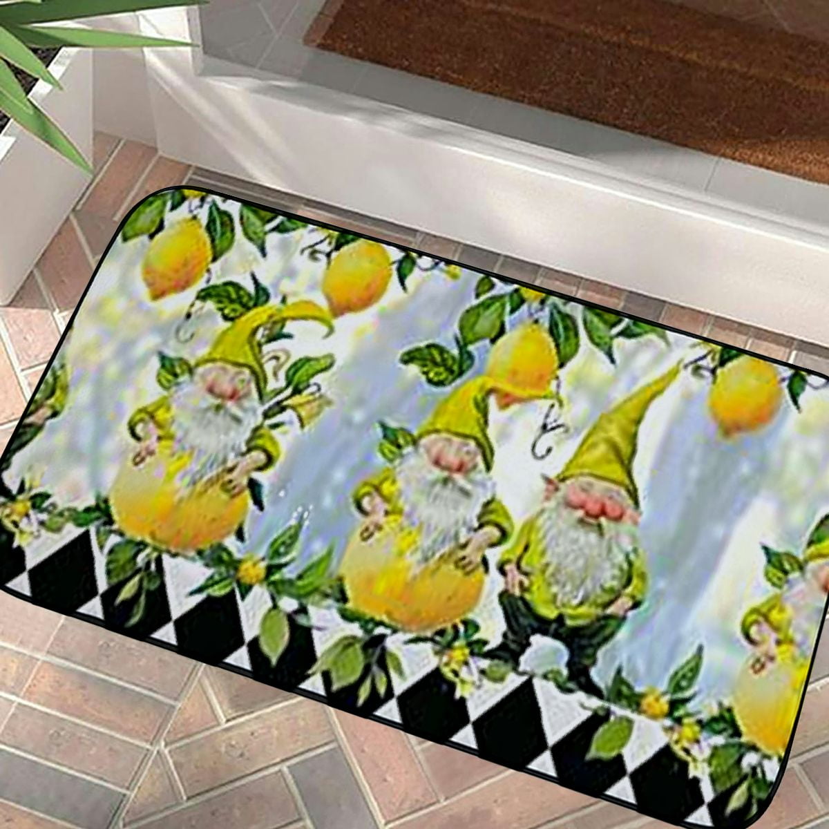 Doormats Entrance Rugs Lemon Gnome Fresh Farm Entryway Door Mats Black ...