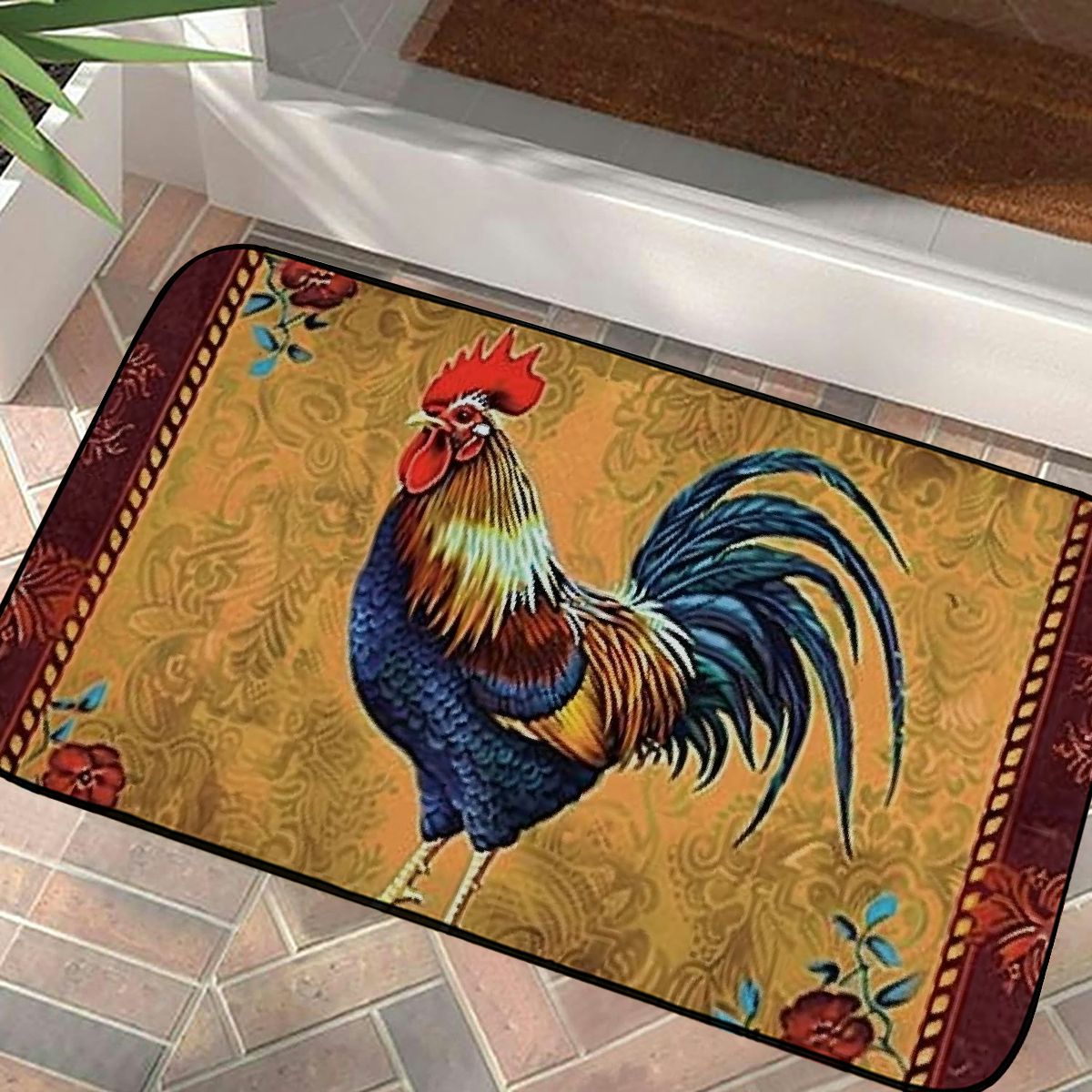 Doormats Entrance Rugs Rooster Chicken Farm Animal Entryway Door Mats ...