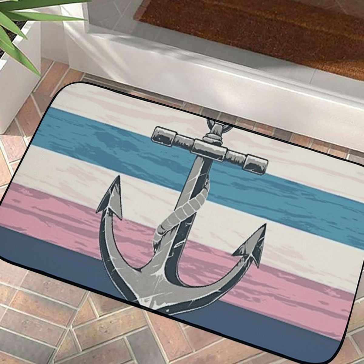 Doormats Entrance Rugs Rustic Wood Board Anchor Entryway Door Mats ...