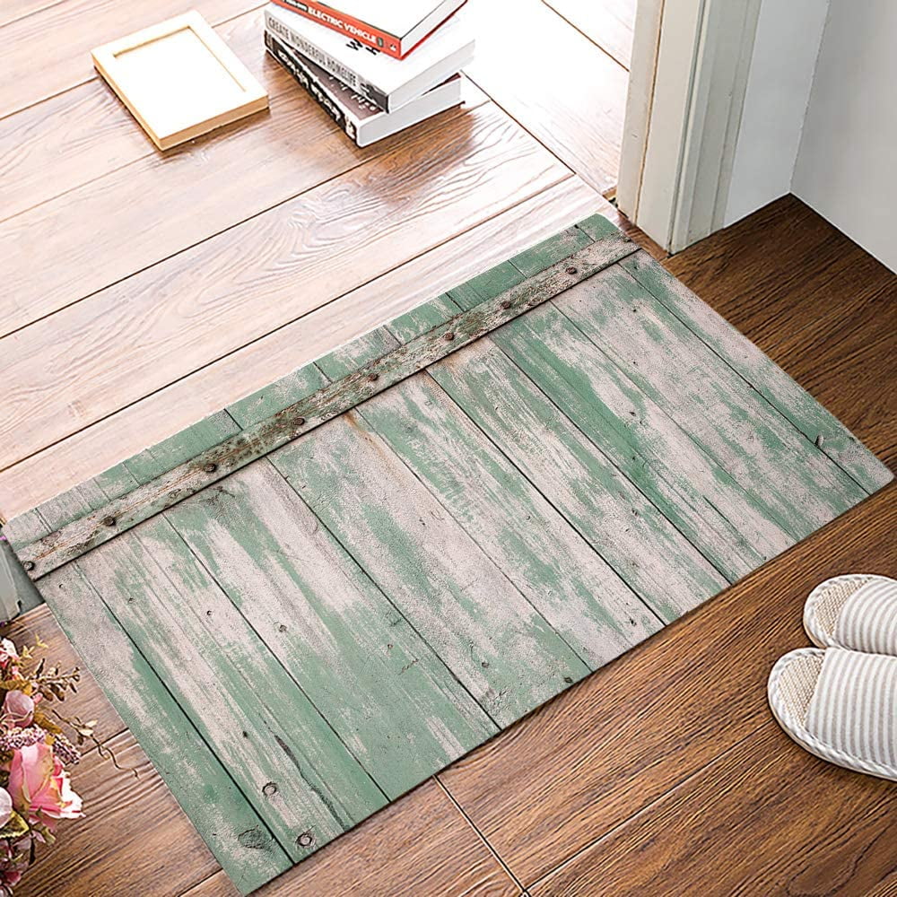 Doormats Green Rustic Barn Door Non-Slip Indoor Outdoor Door Mat ...