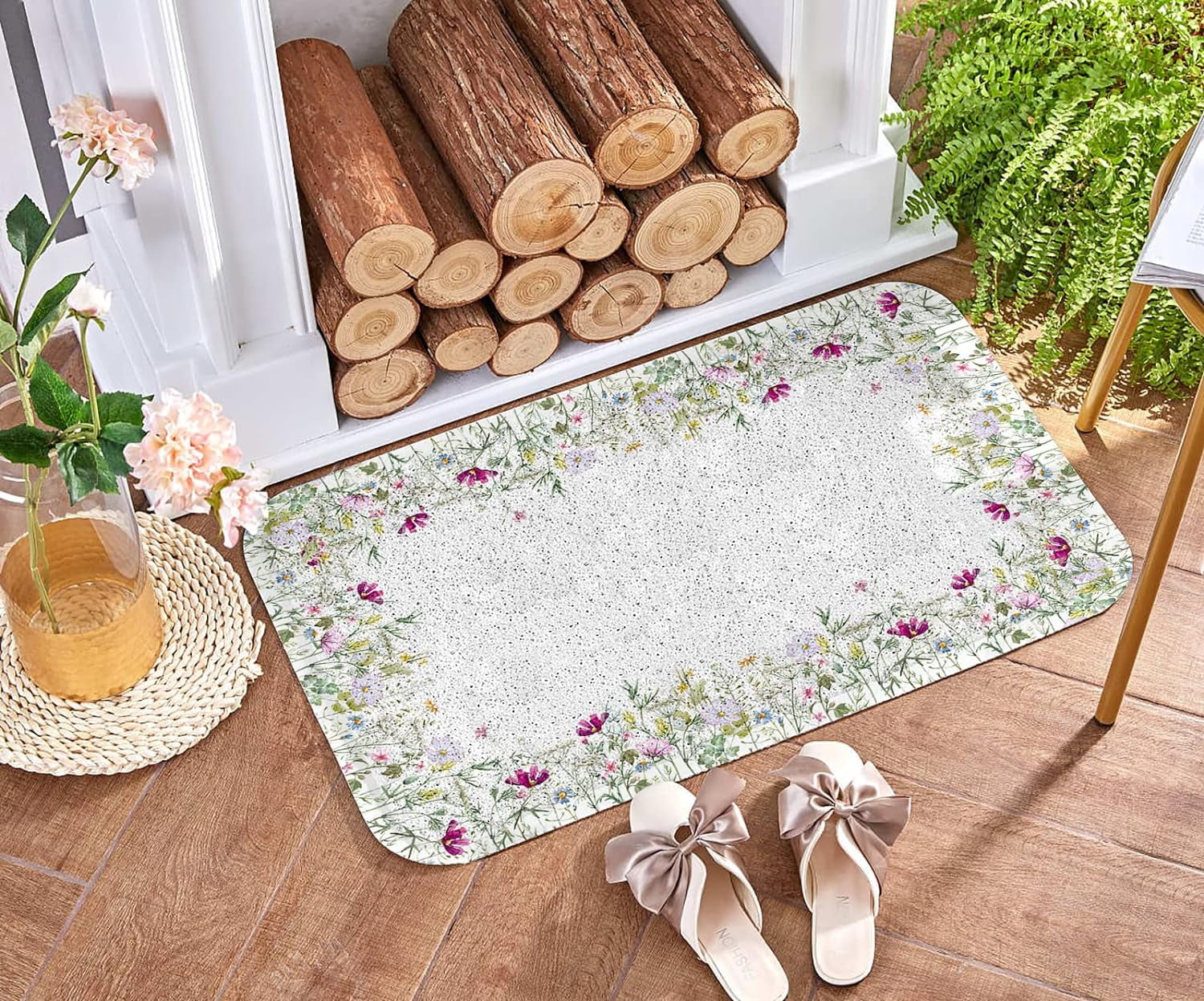 Doormats Indoor Outdoor Mat, Country Field Colorful Flowers Wildflower ...