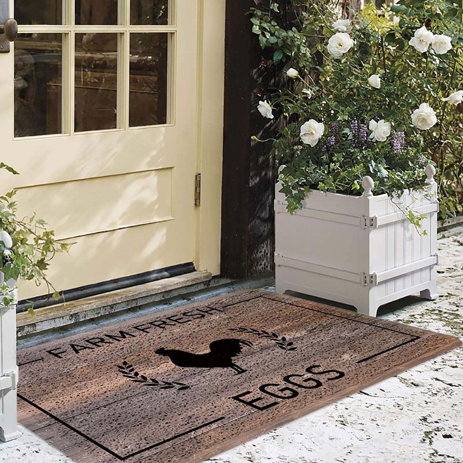 Doormats Indoor Outdoor Mat, Farm Fresh Eggs Country Animal Chicken ...