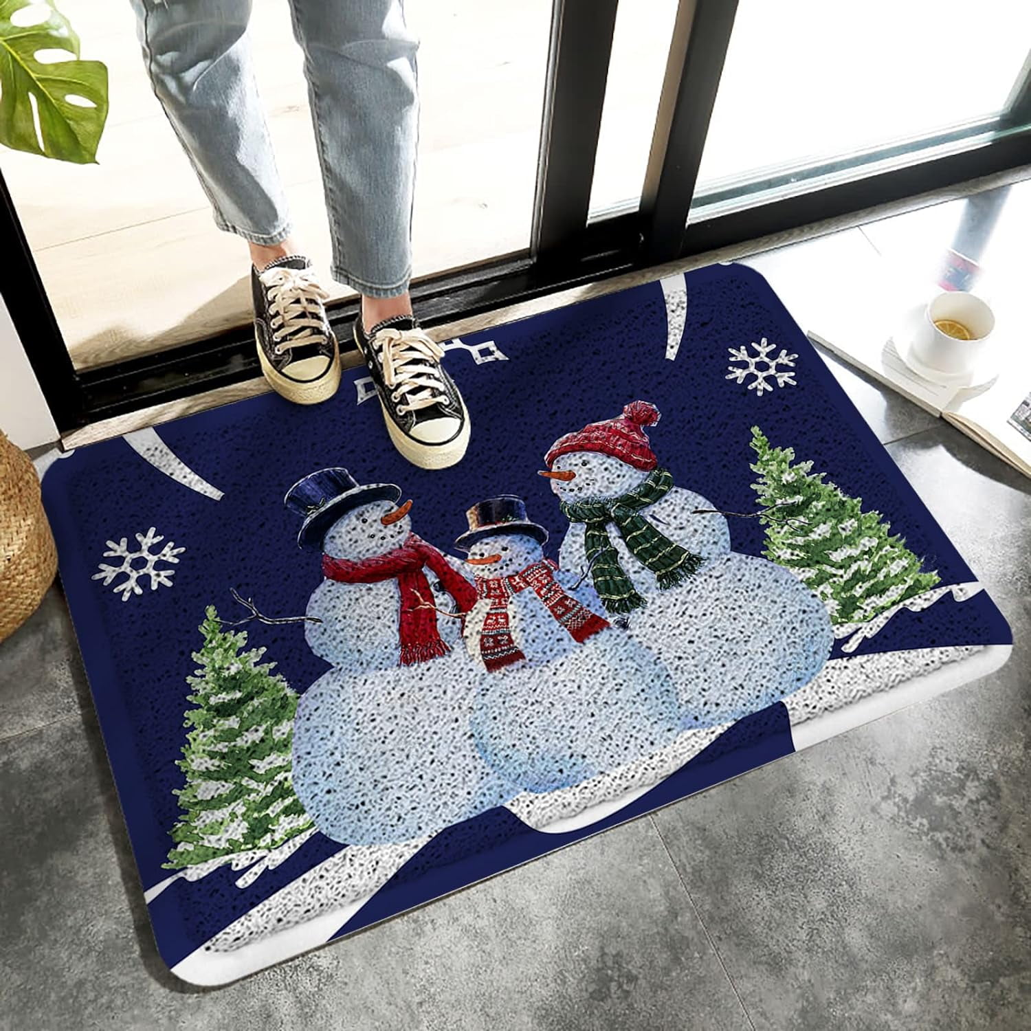 Doormats Indoor Outdoor Mat, Merry Christmas Cute Snowman Elves Xmas ...