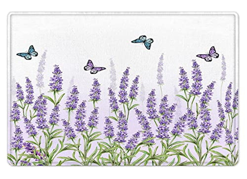 Doormats Outdoor Funny Purple Floral Lavender Bath Mat for Bathroom ...
