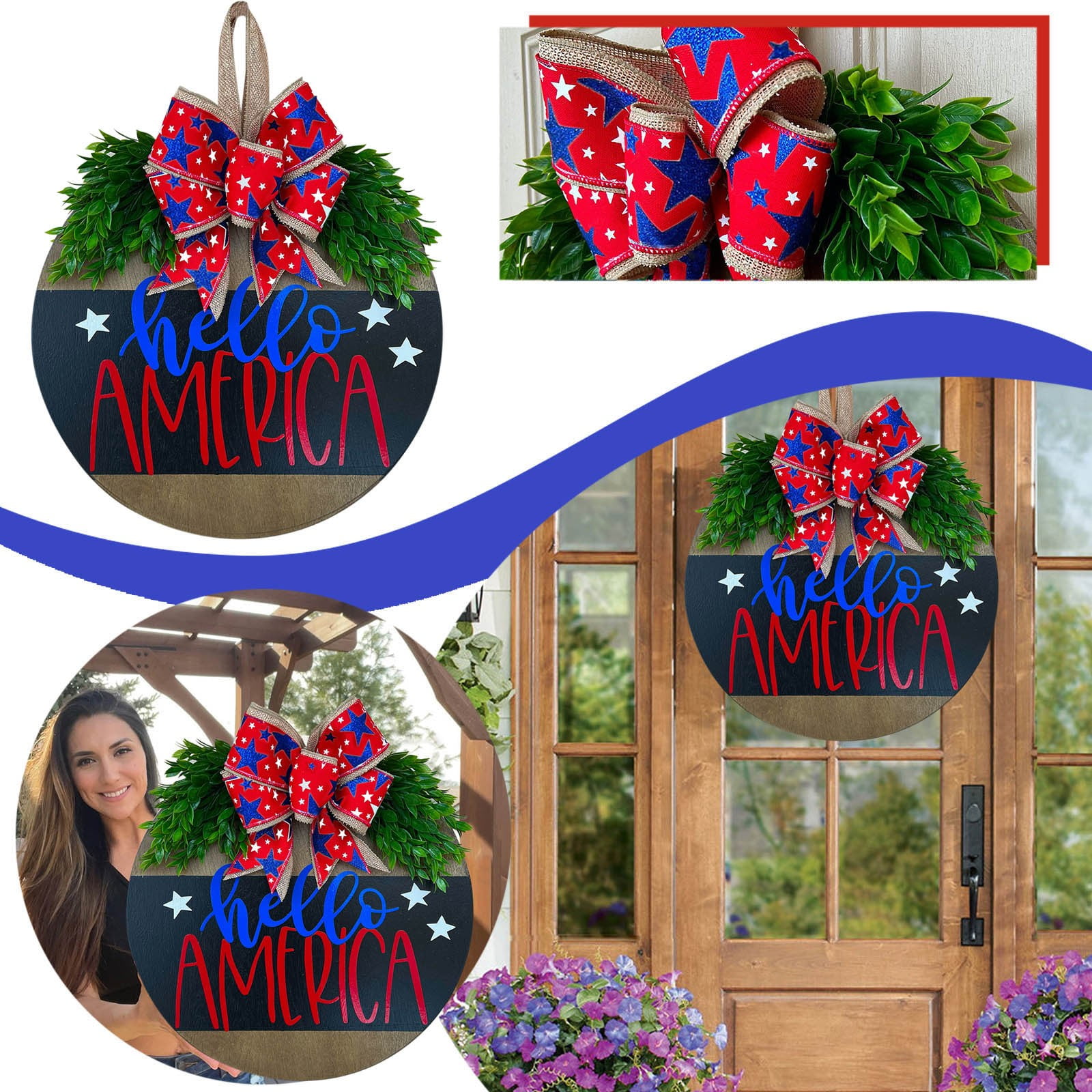 Doorplate Sign Welcome Independence Day Home Decoration Door Wall Decor ...