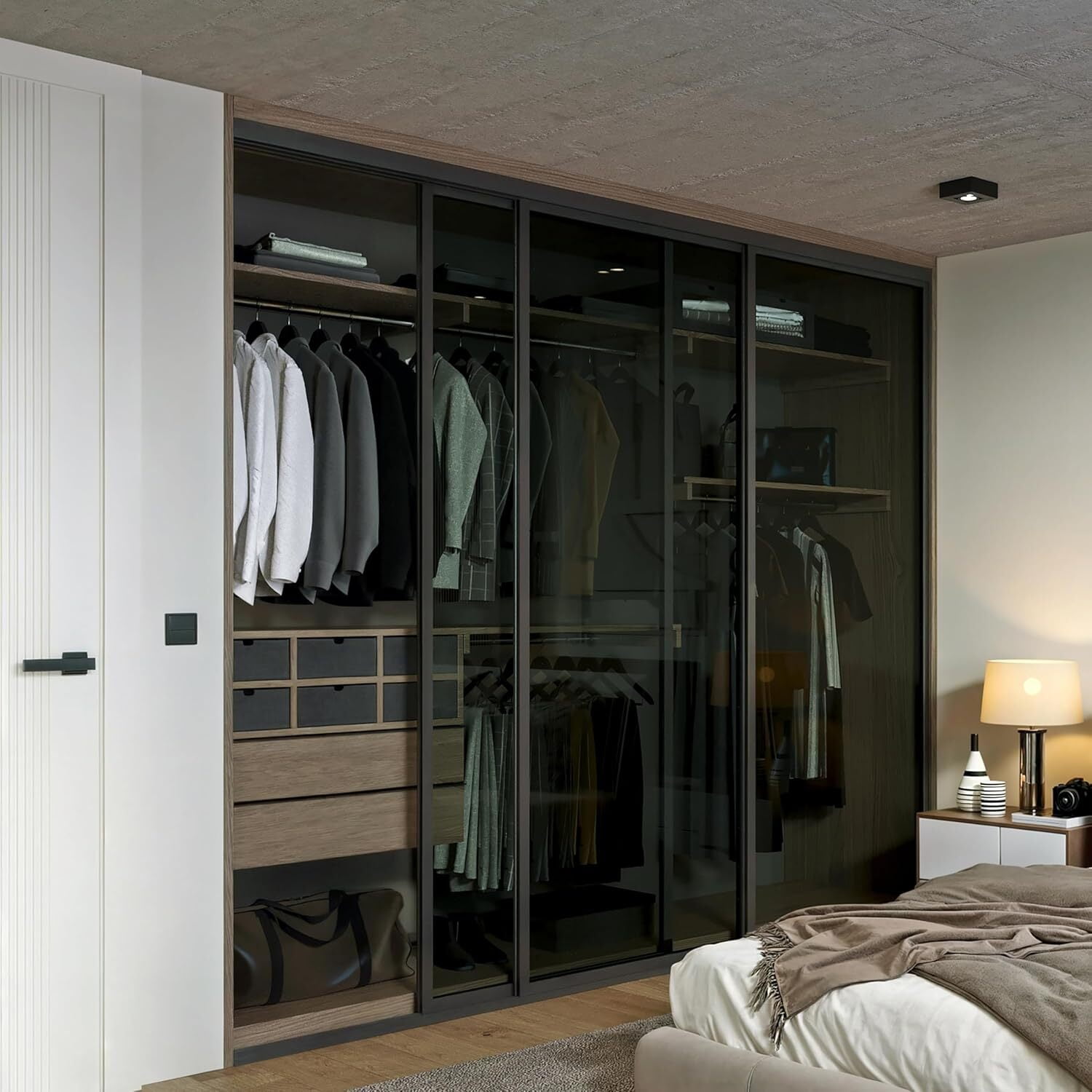 Doors55 Door55 3 Panel Glass Sliding Closet Door, Aluminum Frame ...