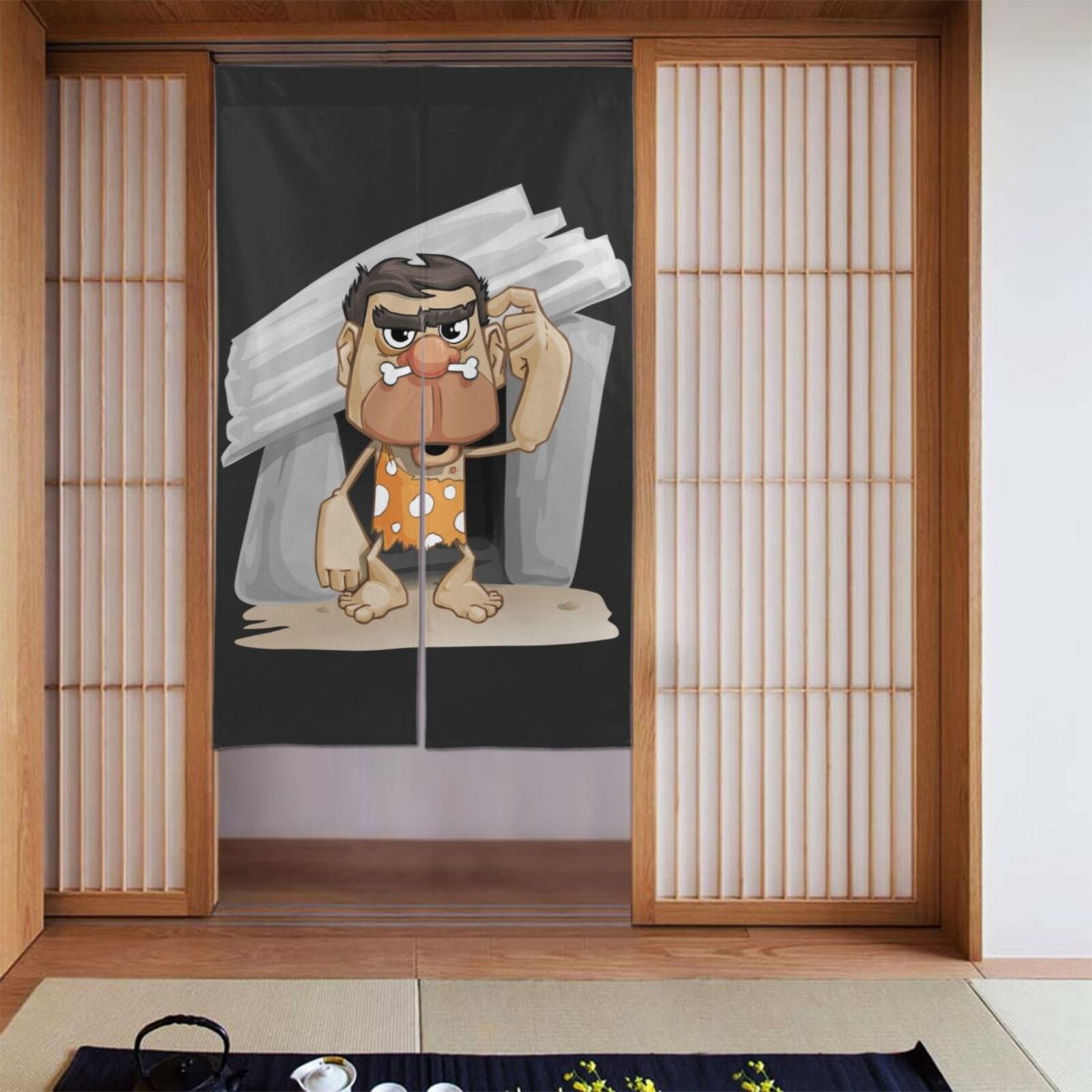 Doorway Drape Split Curtains, Big Head Caveman Room Divider Privacy ...
