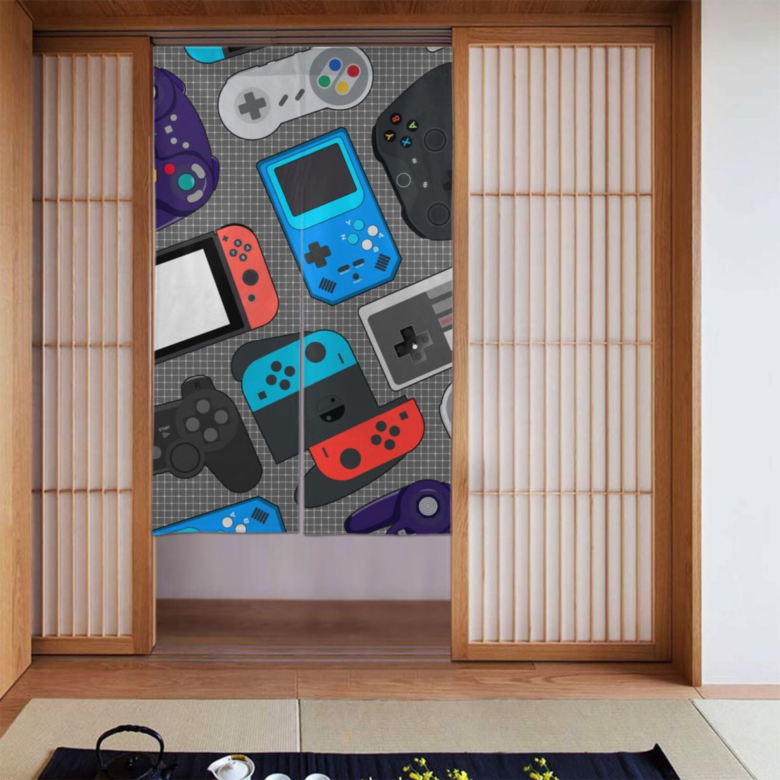 Doorway Drape Split Curtains, Game Console Gamepads Room Divider ...