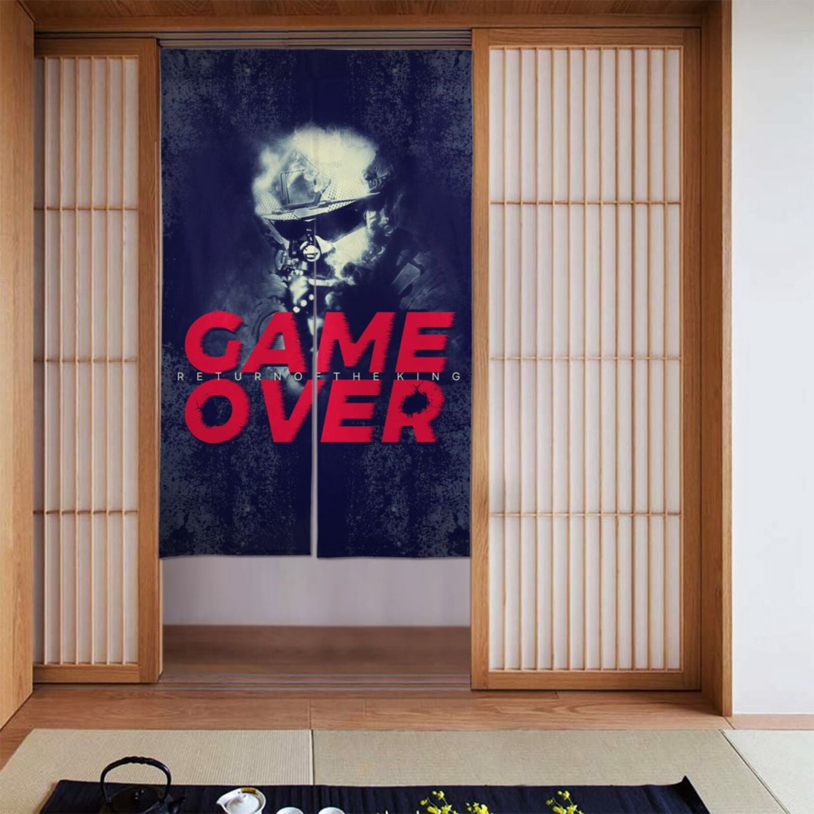 Doorway Drape Split Curtains, Gaming Game Over Room Divider Privacy ...