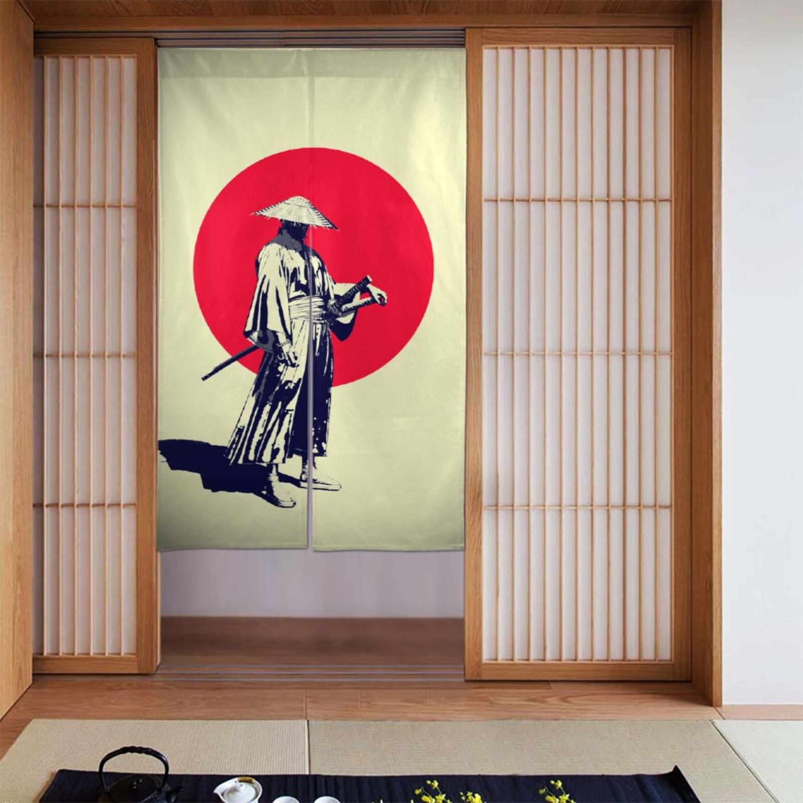 Doorway Drape Split Curtains, Japanese Style Samurai Room Divider ...