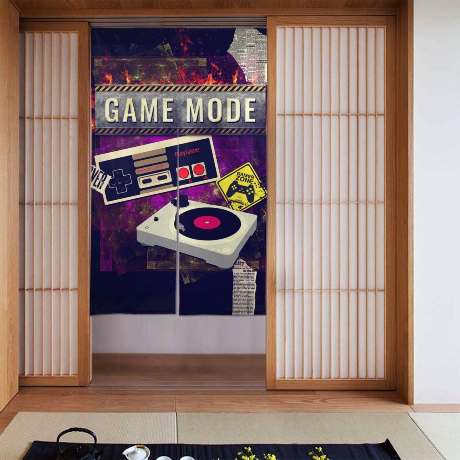 Doorway Drape Split Curtains, Lomo Style Game Controller Room Divider ...