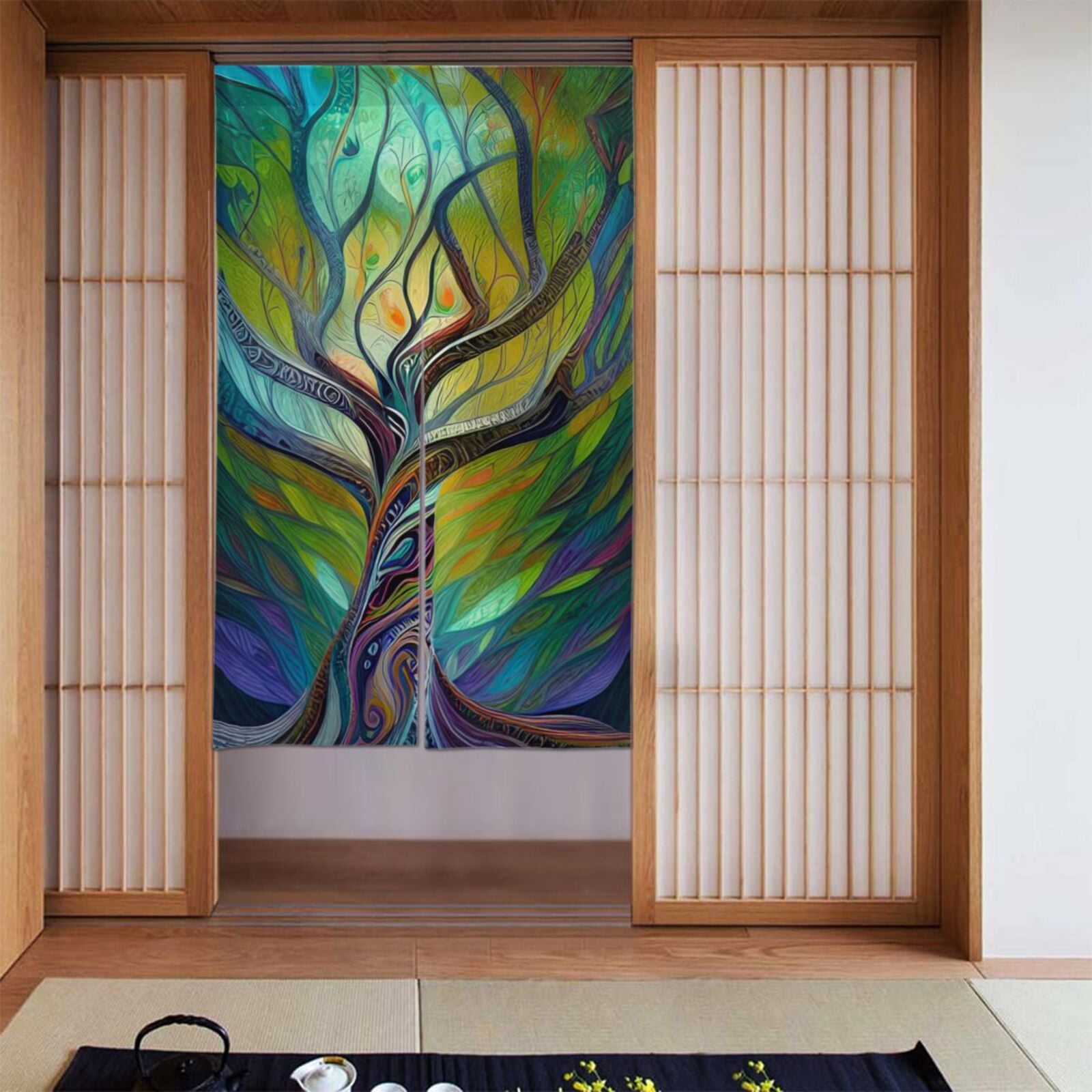 Doorway Drape Split Curtains, Magical Colorful Tree Room Divider ...
