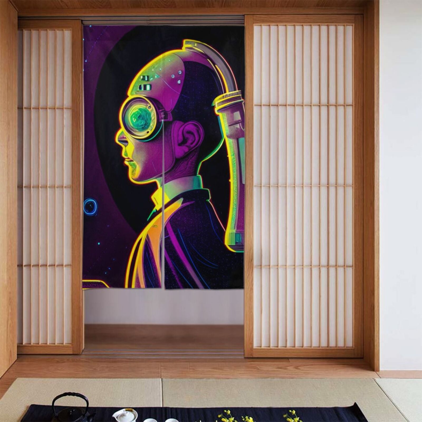 Doorway Drape Split Curtains, Steampunk Alien Room Divider Privacy Door ...