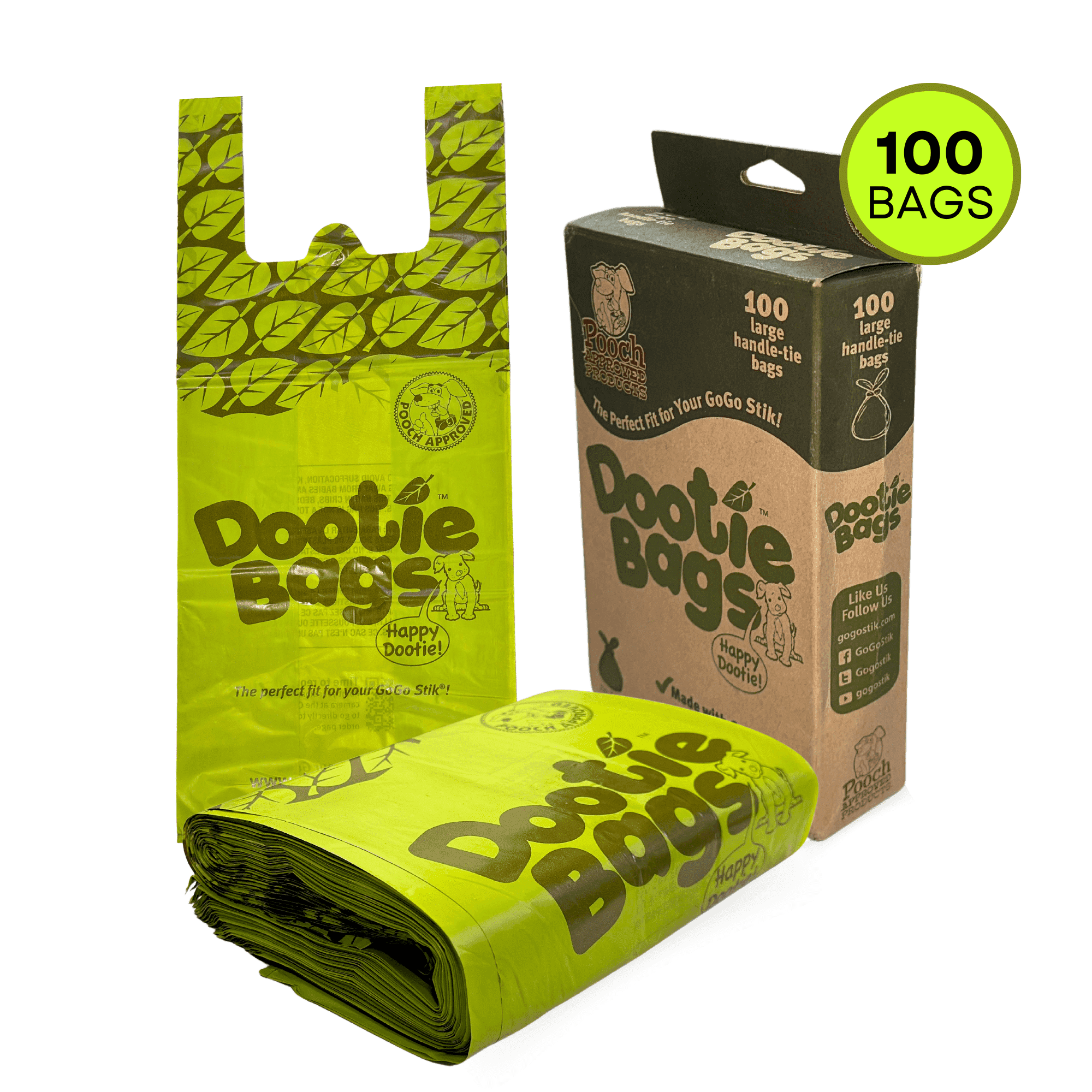 Dootie Bags® Medium-Large Dog Waste Bags, E-Z Tie, Leakproof, Fits GoGo ...