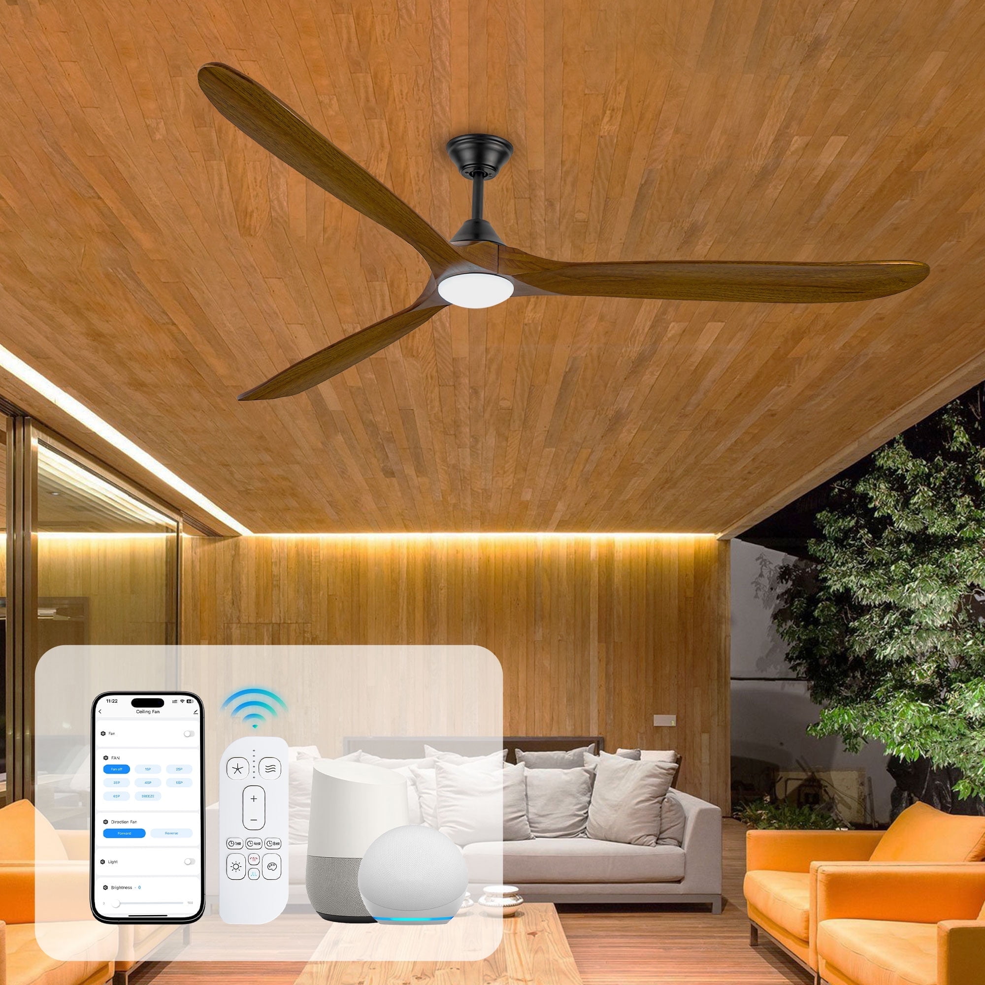 Doozoler 70 inch Large Outdoor Ceiling Fan for Patios with Light ...