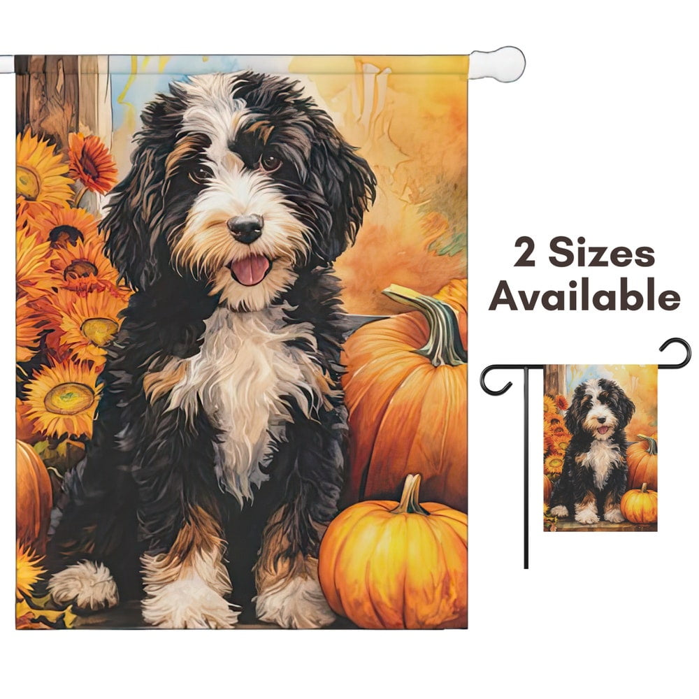 Dopaflag Bernedoodle Fall Garden Flag Gift, Tri Color Doodle House Flag ...